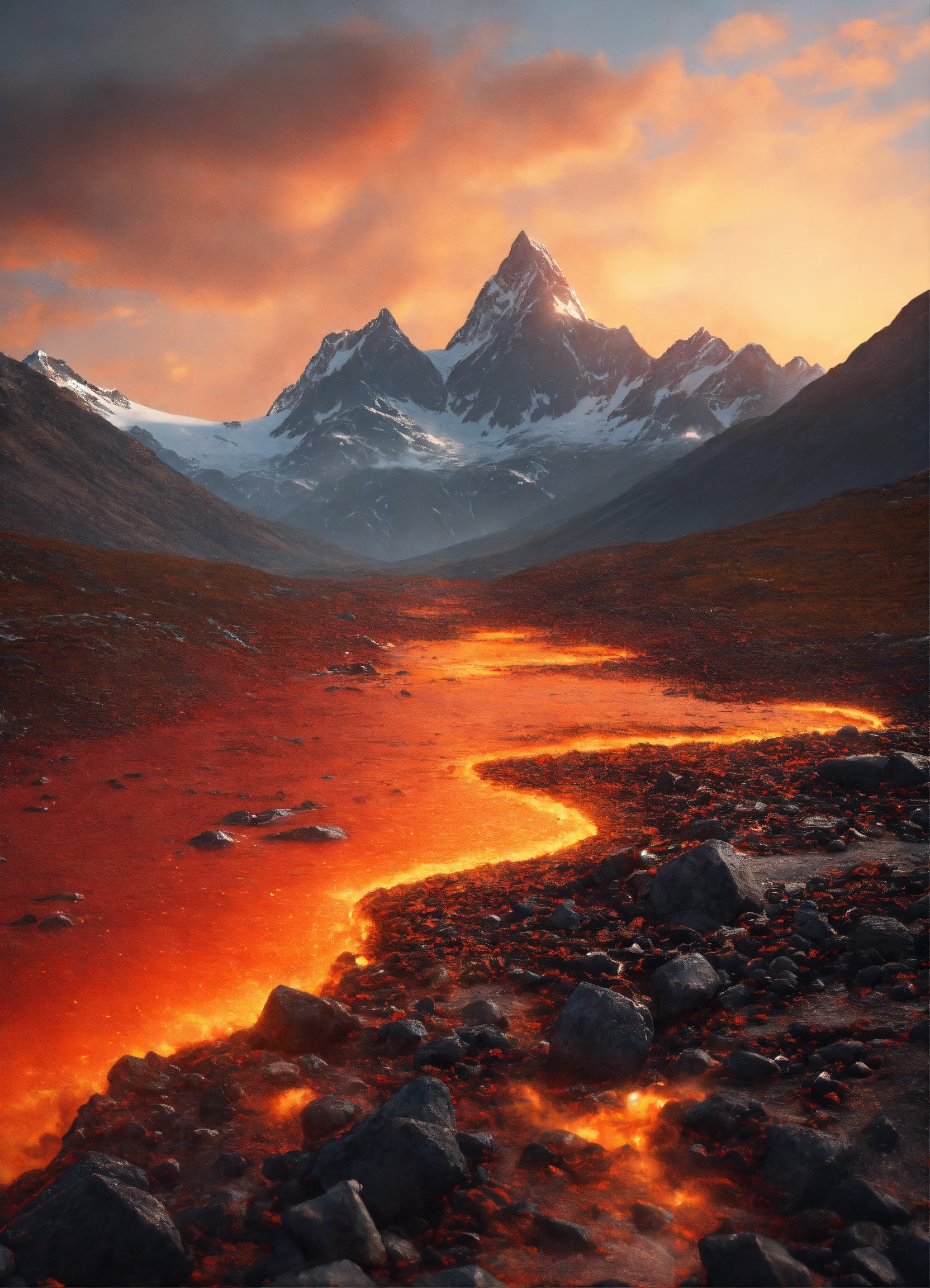 Lexica - High temperature mountains melting photorrealistic 8k
