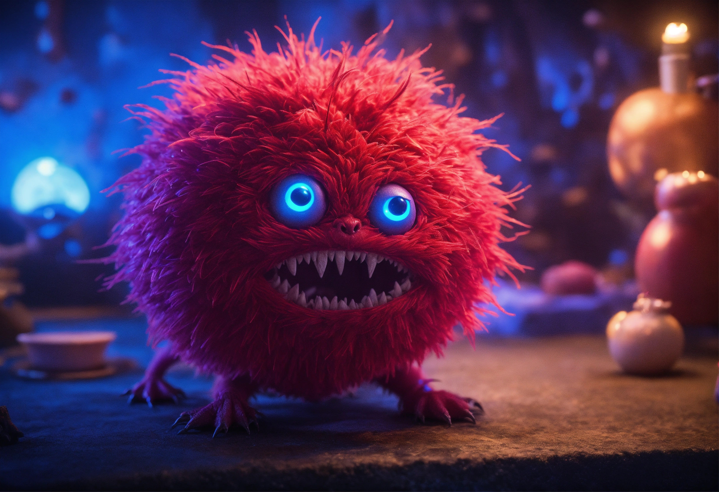 Lexica - CGI! scary looking red germ monster character. Highly detailed ...