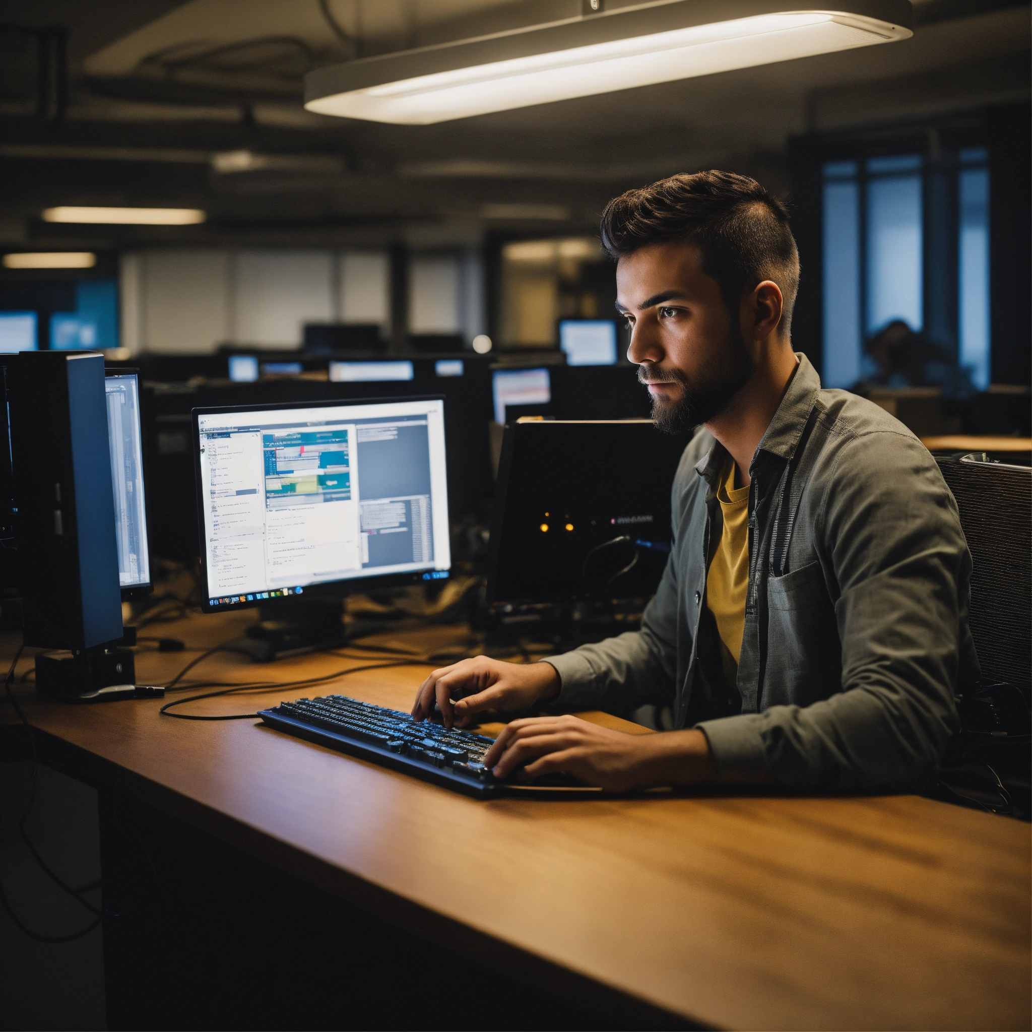 Lexica - A photo of a computer programmer working on a computer. The ...