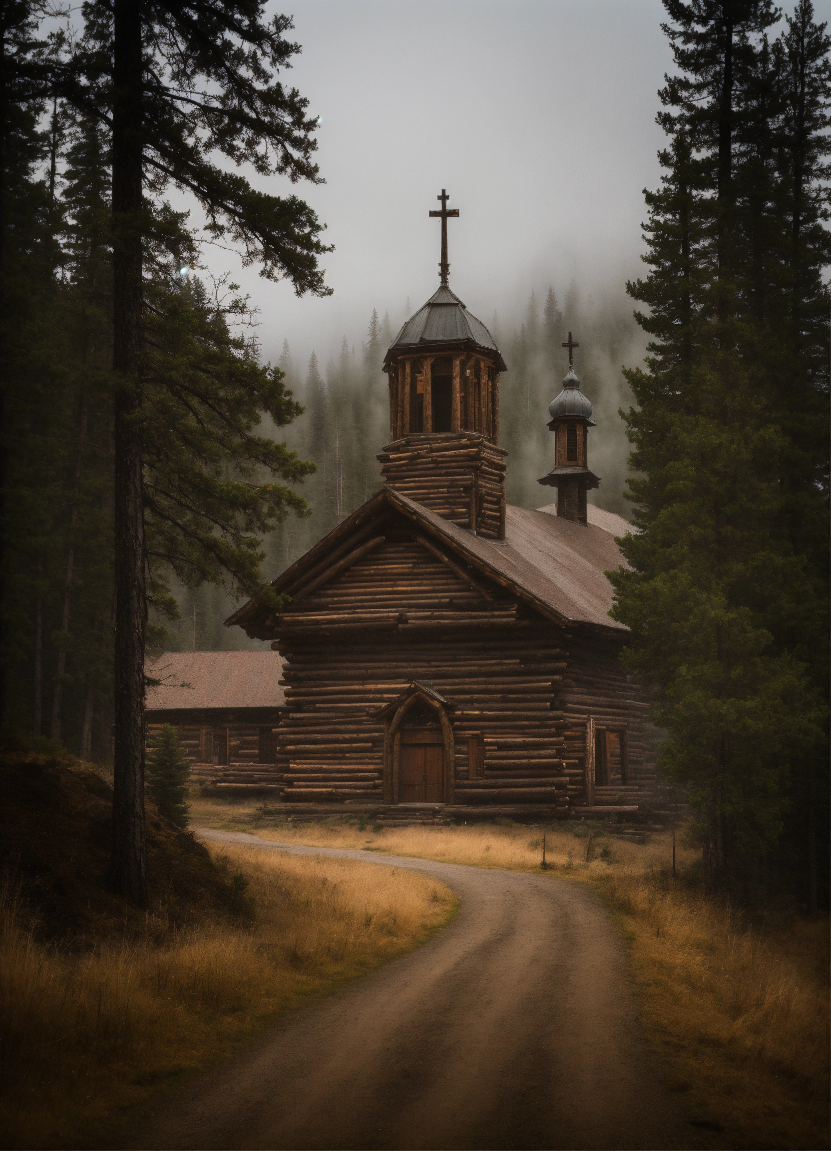 Lexica - An award winning photograph of a creepy log-constructed ...