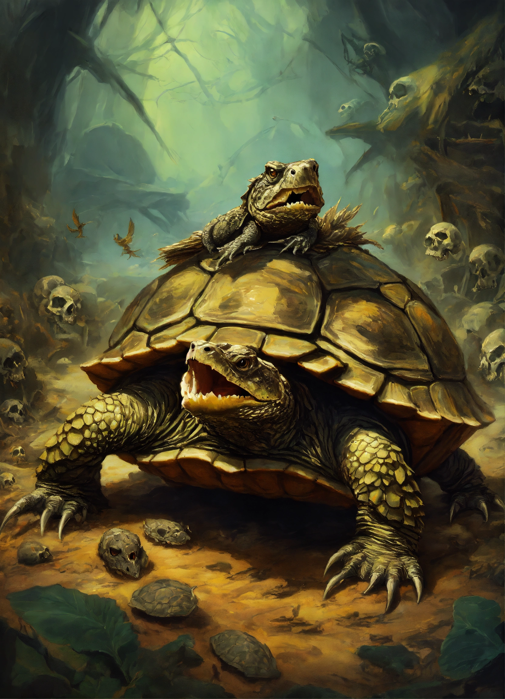 Lexica - Concept art of a monster snapping turtle surrounded by ...
