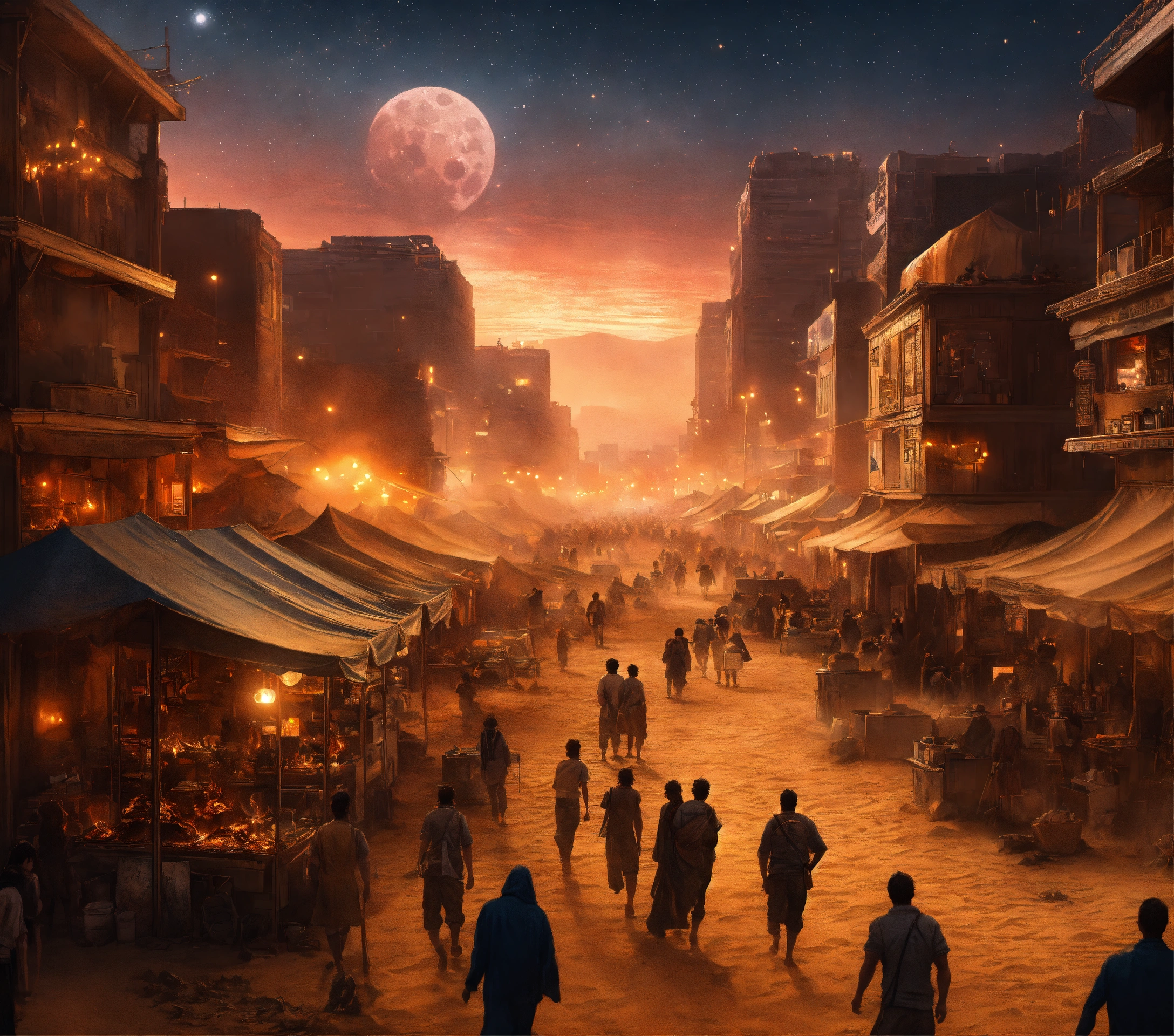 Lexica - A highly detailed night photo of a chaotic city avenue in a ...