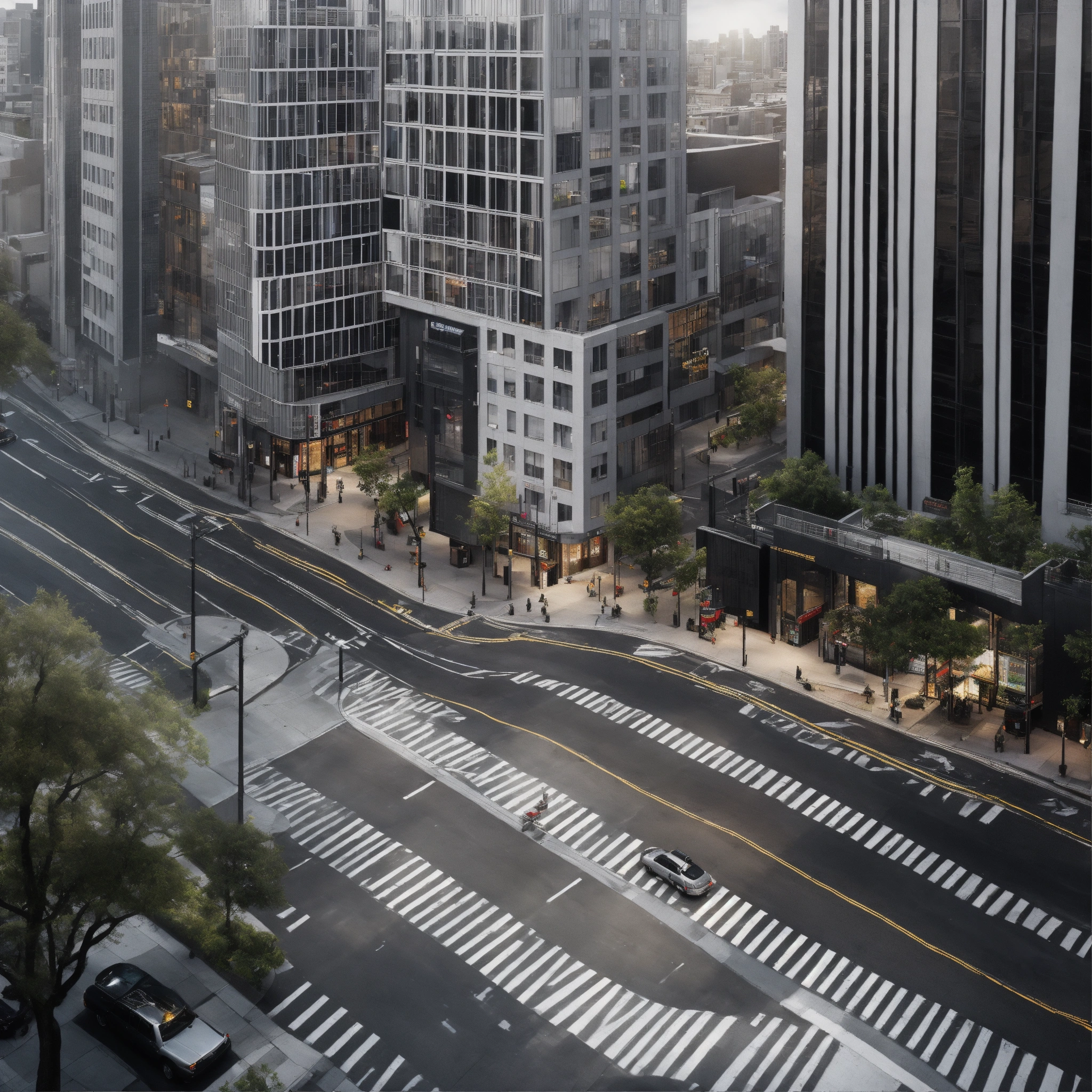 Lexica - Photographic, ultrarealistic, a birds eye view of a modern ...