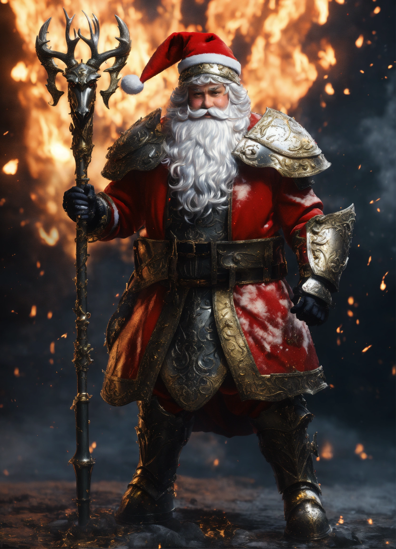 Lexica - ((Santa Claus in armor)), Full Body, Detailed Fearless Stern ...