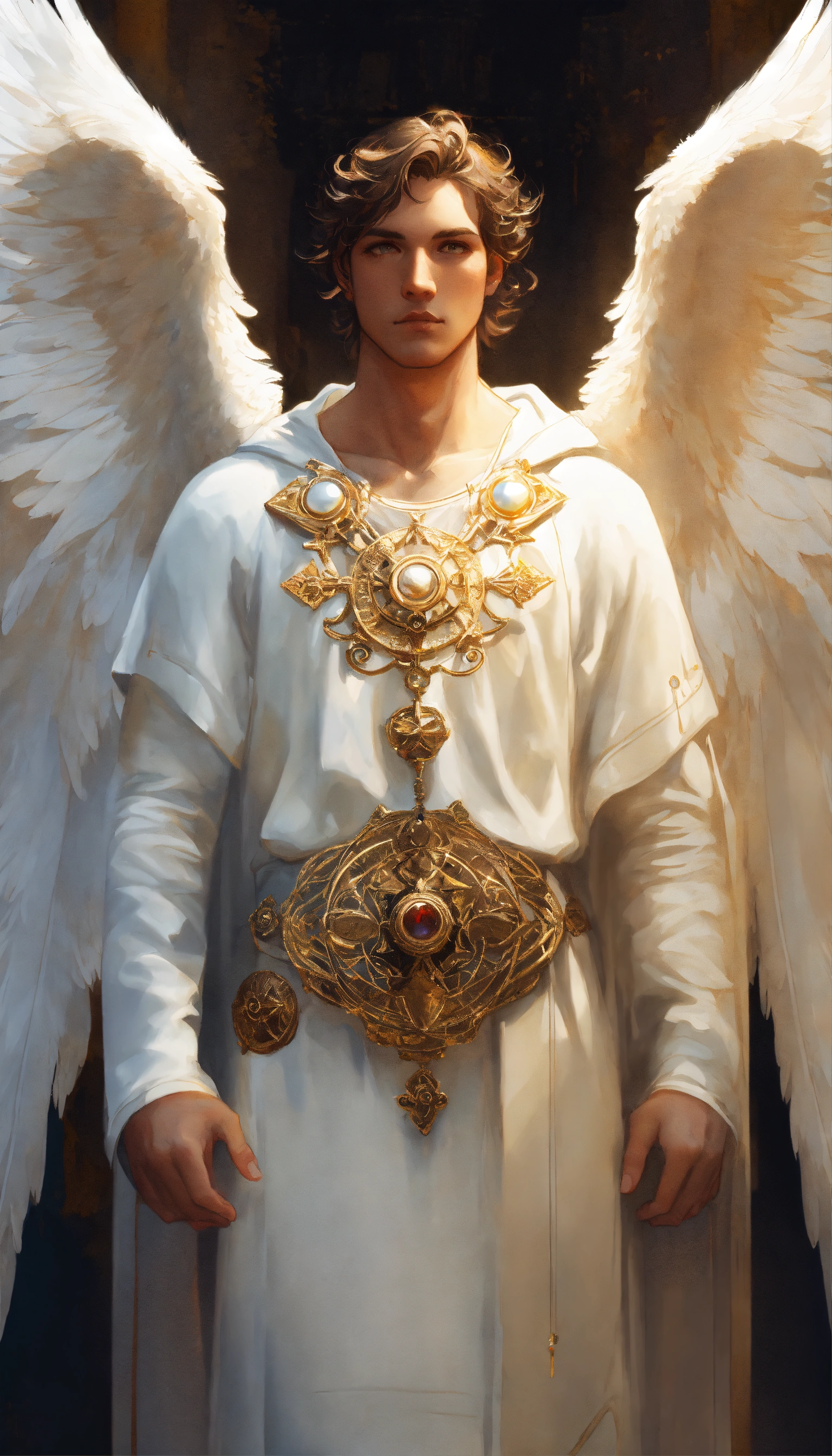 Lexica - Male angel, wings, headshot, art station, 3D, white eyes and ...