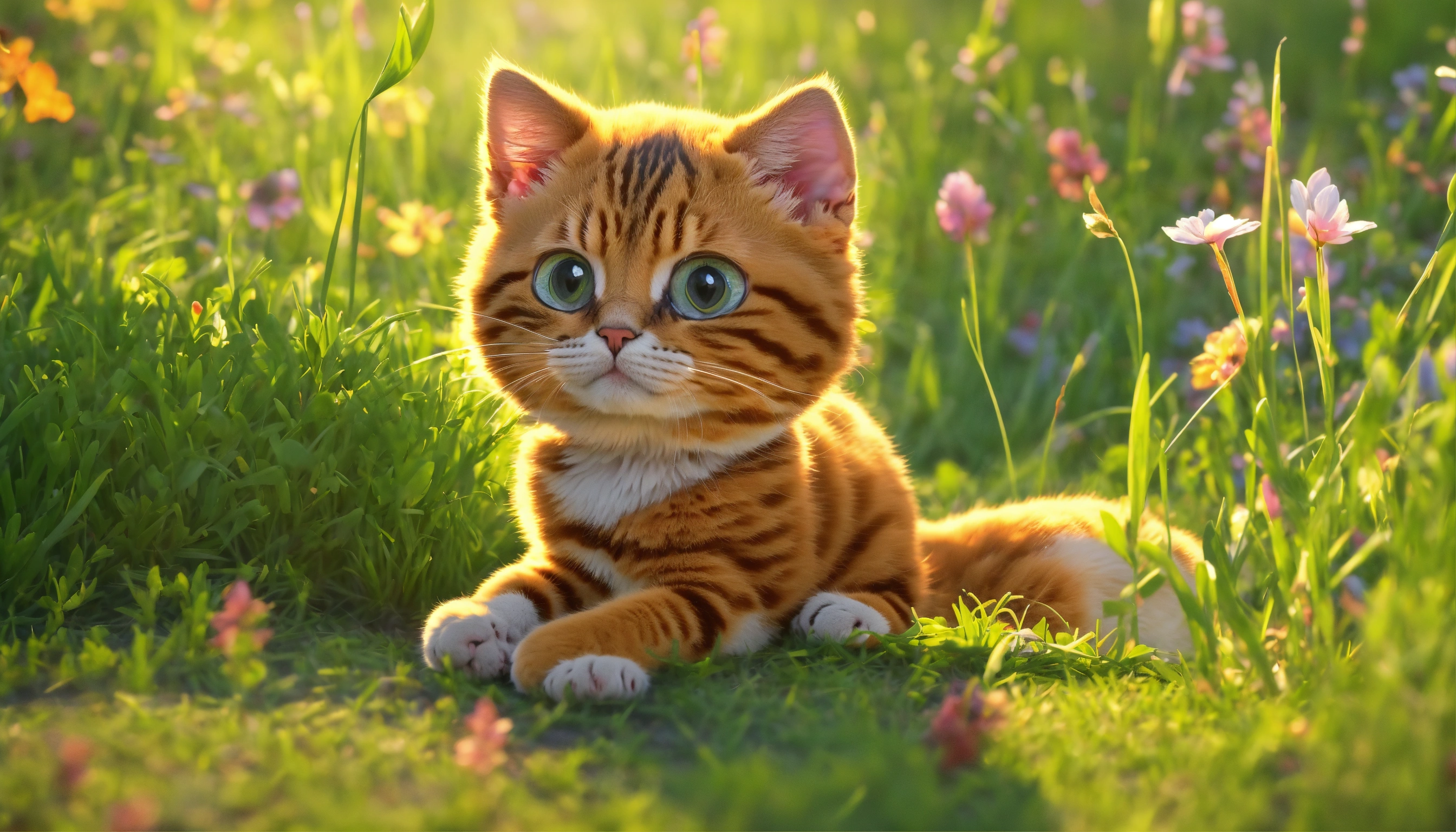 Lexica - Hello, little cat. She plays in the meadow, finding a soft ...