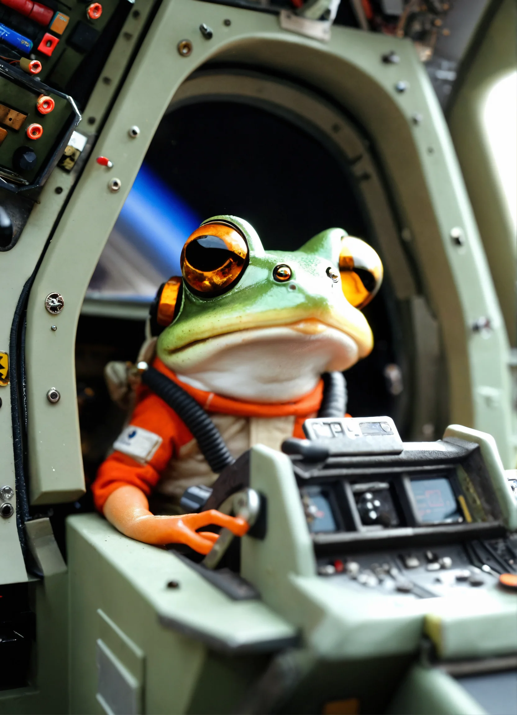 Lexica - A cute and tiny frog commander inside the Space Shuttle's ...