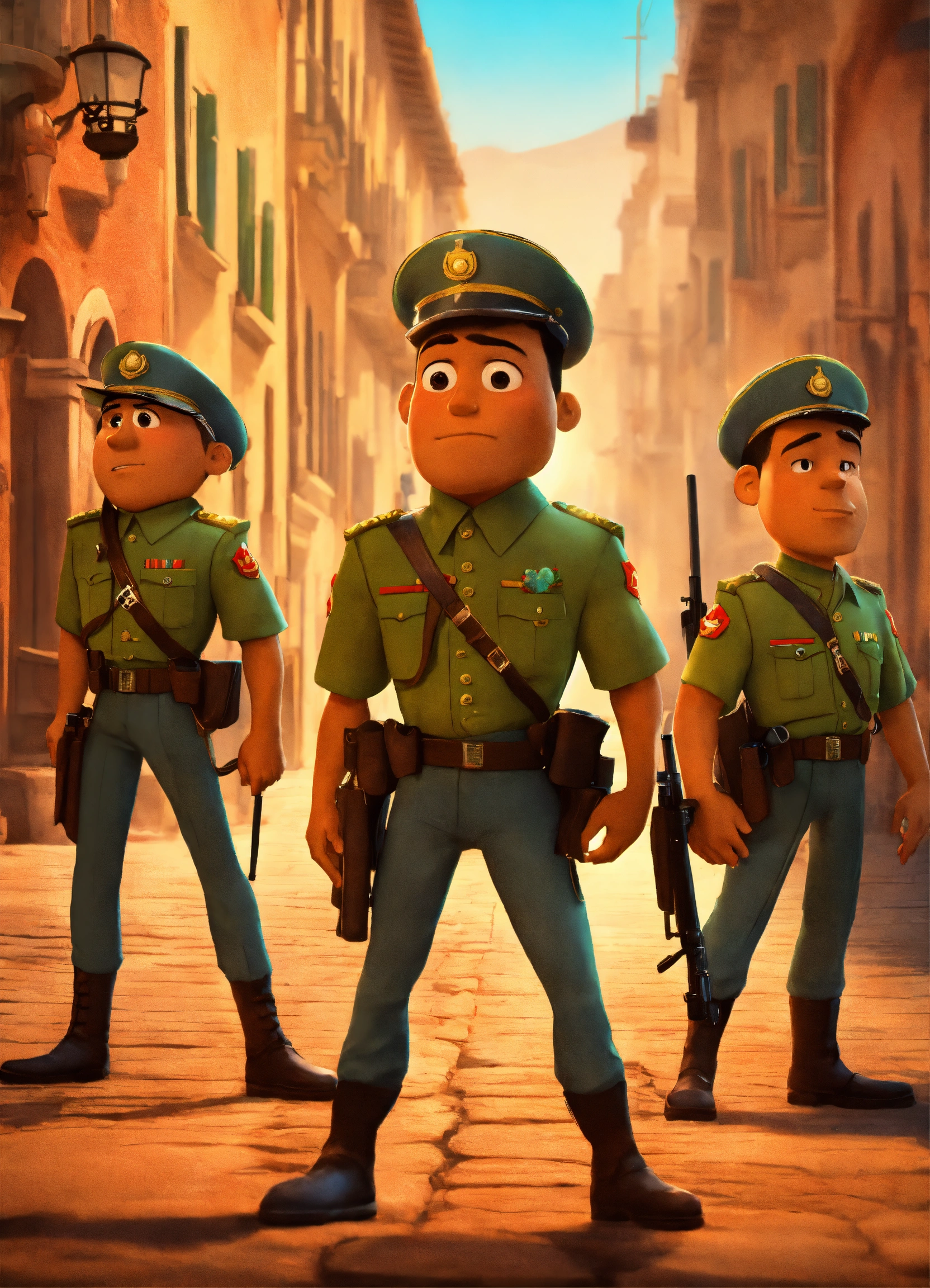 Lexica - Pixar animation of cristero soldiers, pixar style cartoon
