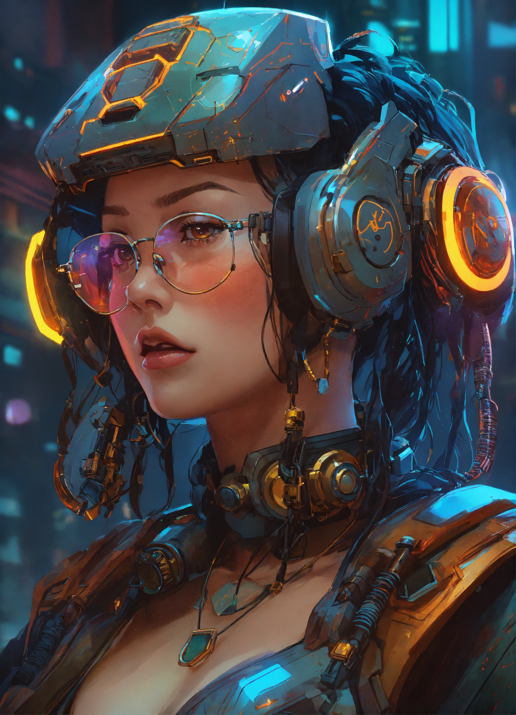 Lexica - White woman, half body, dreads, sunglasses, jewelry, hologram ...