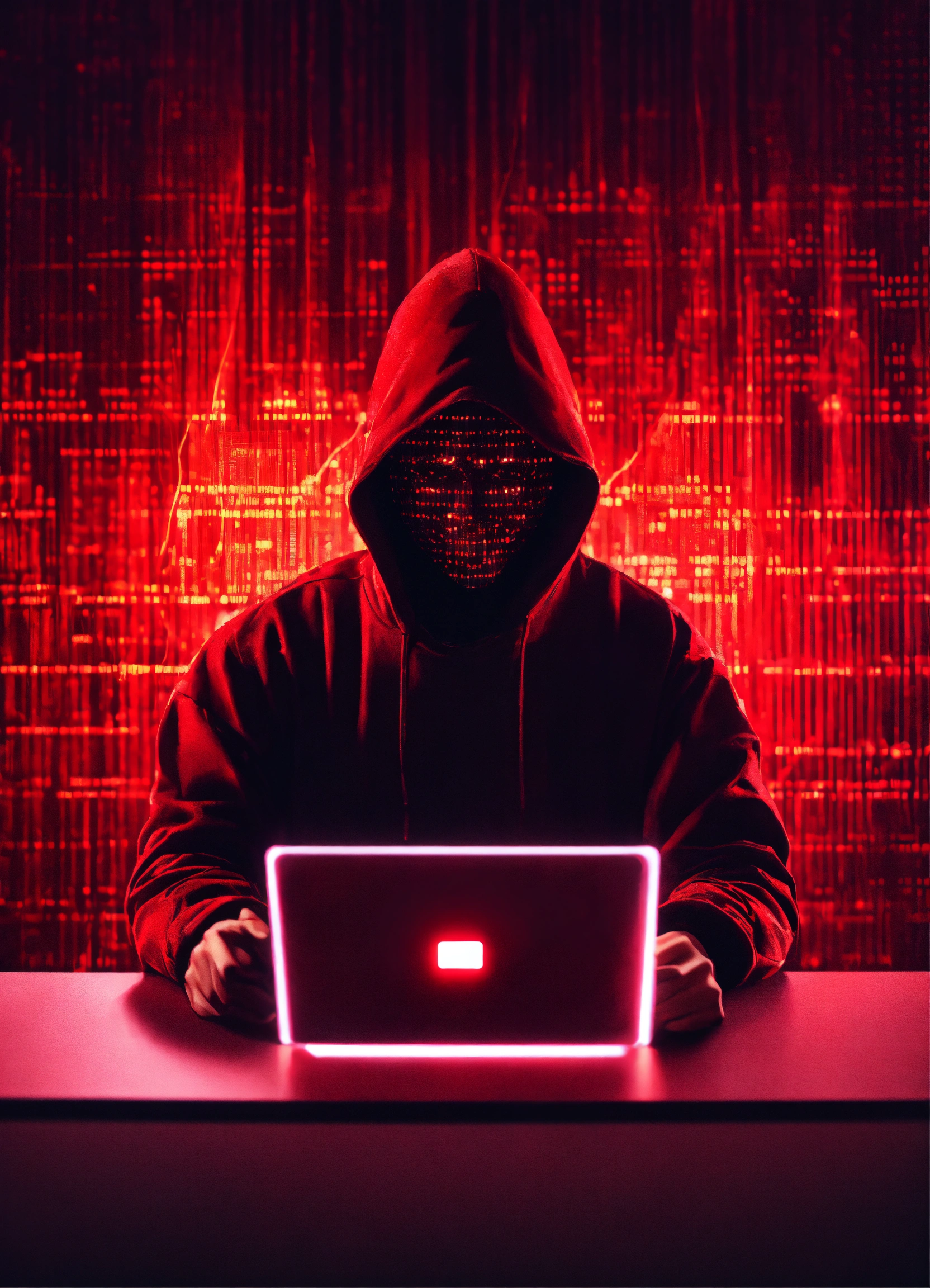 Lexica - Hacker guy on a system, solid background, reality photo, red ...
