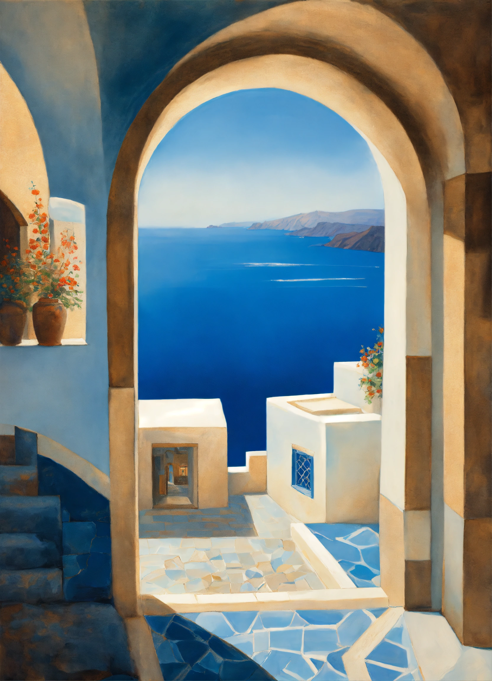 Lexica - Abstract Leonardo da Vinci Painting Santorini in Greece ...