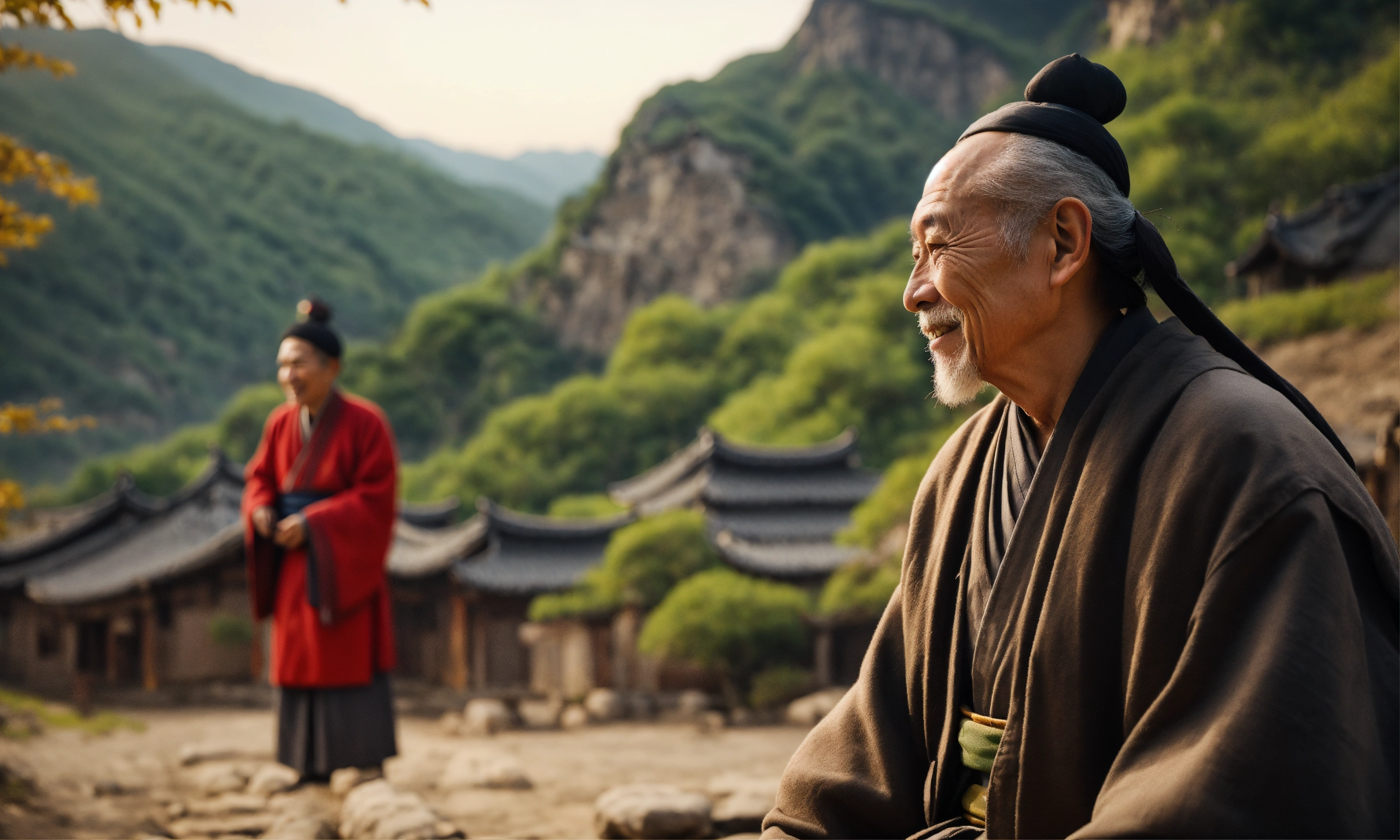 Lexica - Portrait of an old zen master smiling and chatting with young ...