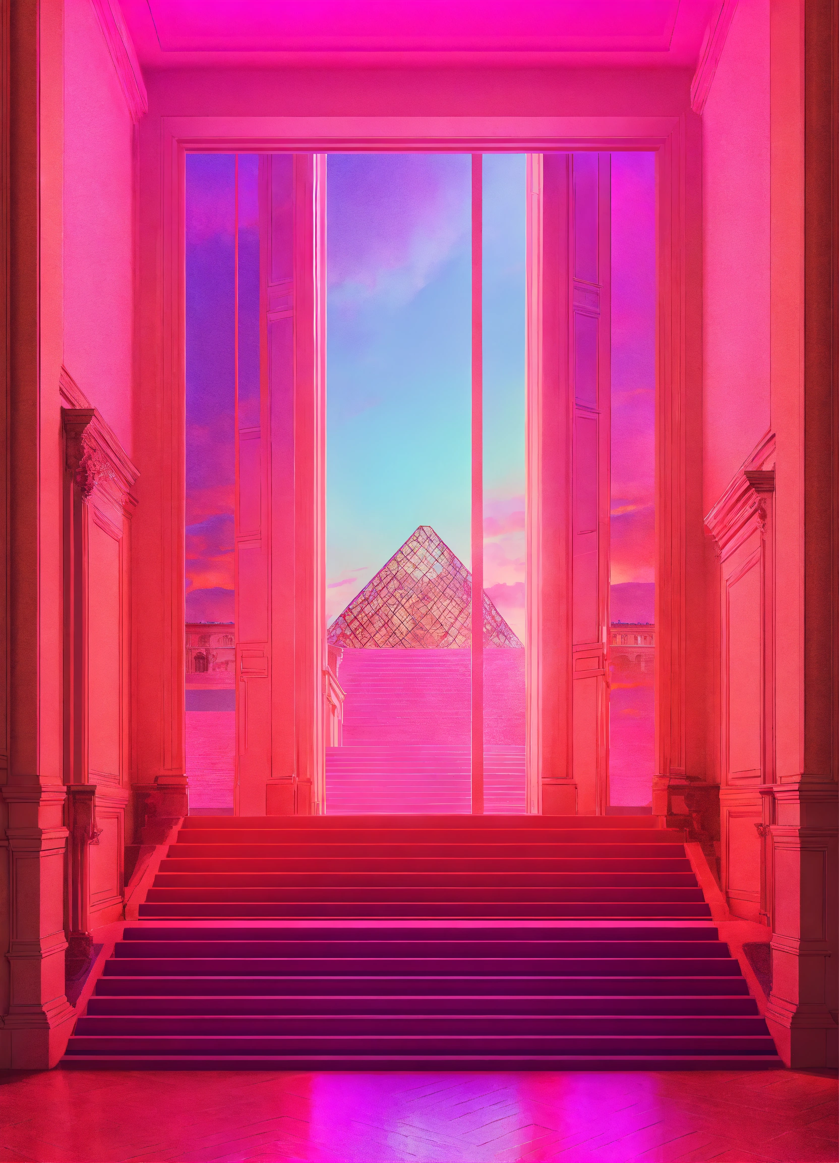 Lexica - Large room at the louvre with massive framed painting on the ...