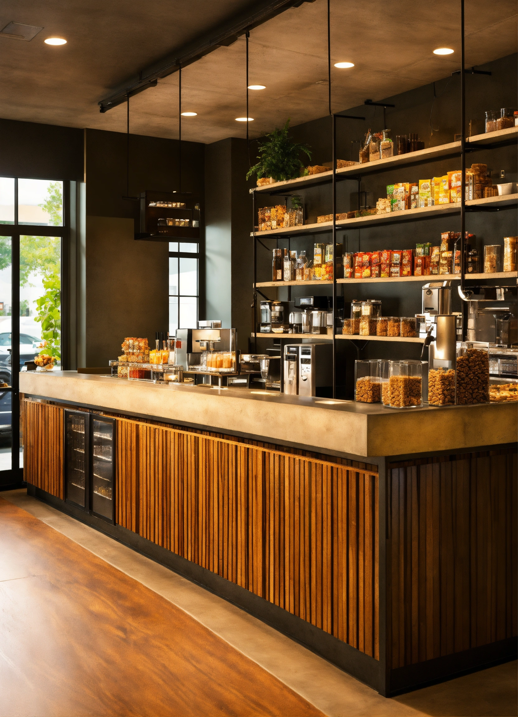 Lexica - A self serve breakroom snack bar with snacks on an easy to reach shelf for employees to ...