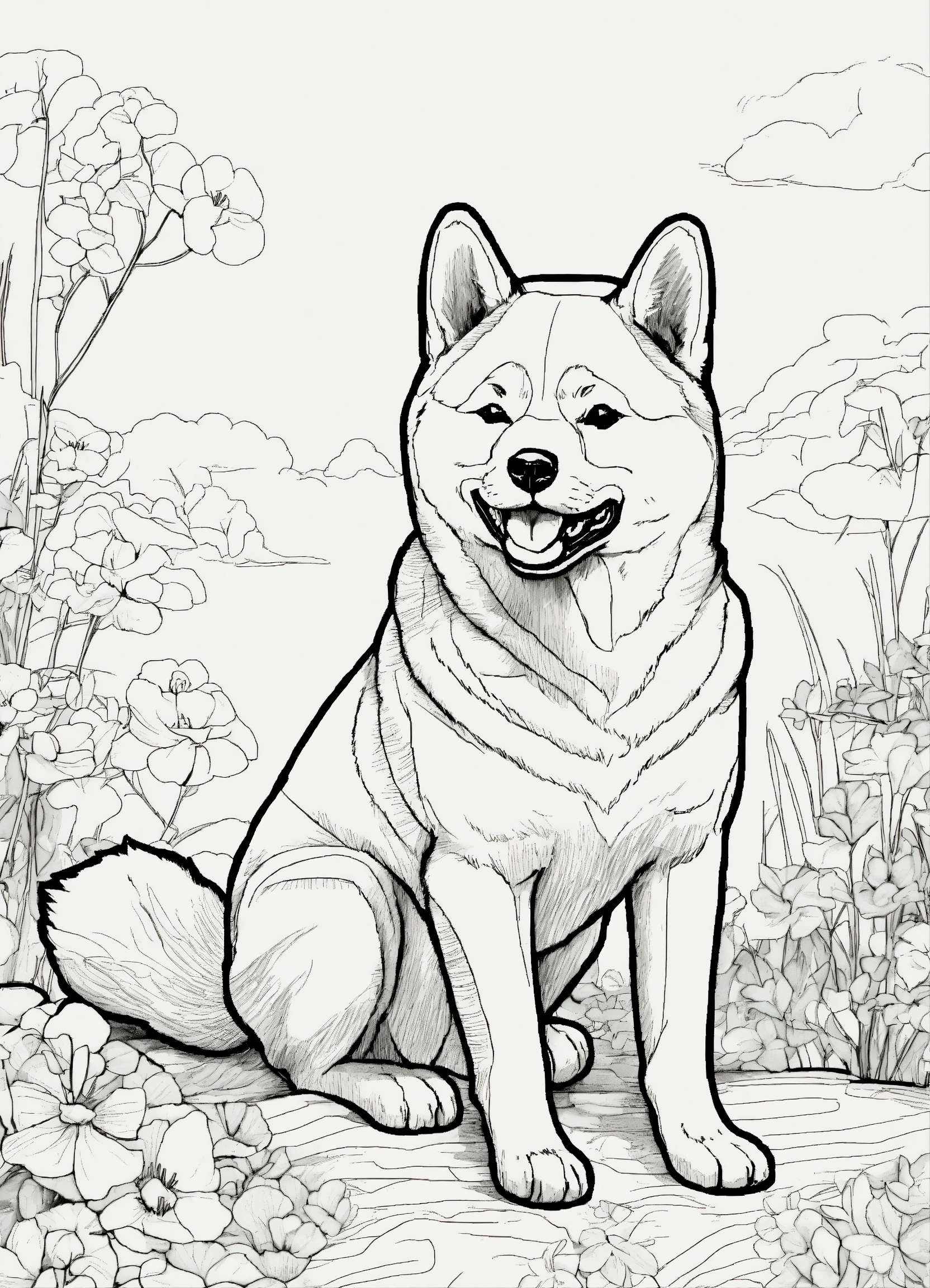 Lexica - Simple line drawing Shiba inu