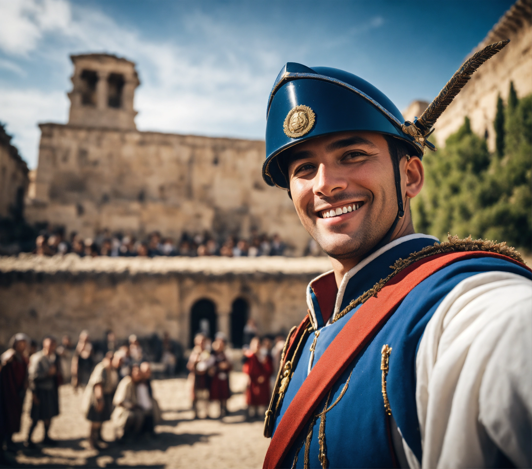 Lexica - Roman soldier guard smiling holding peace sign in front of ...