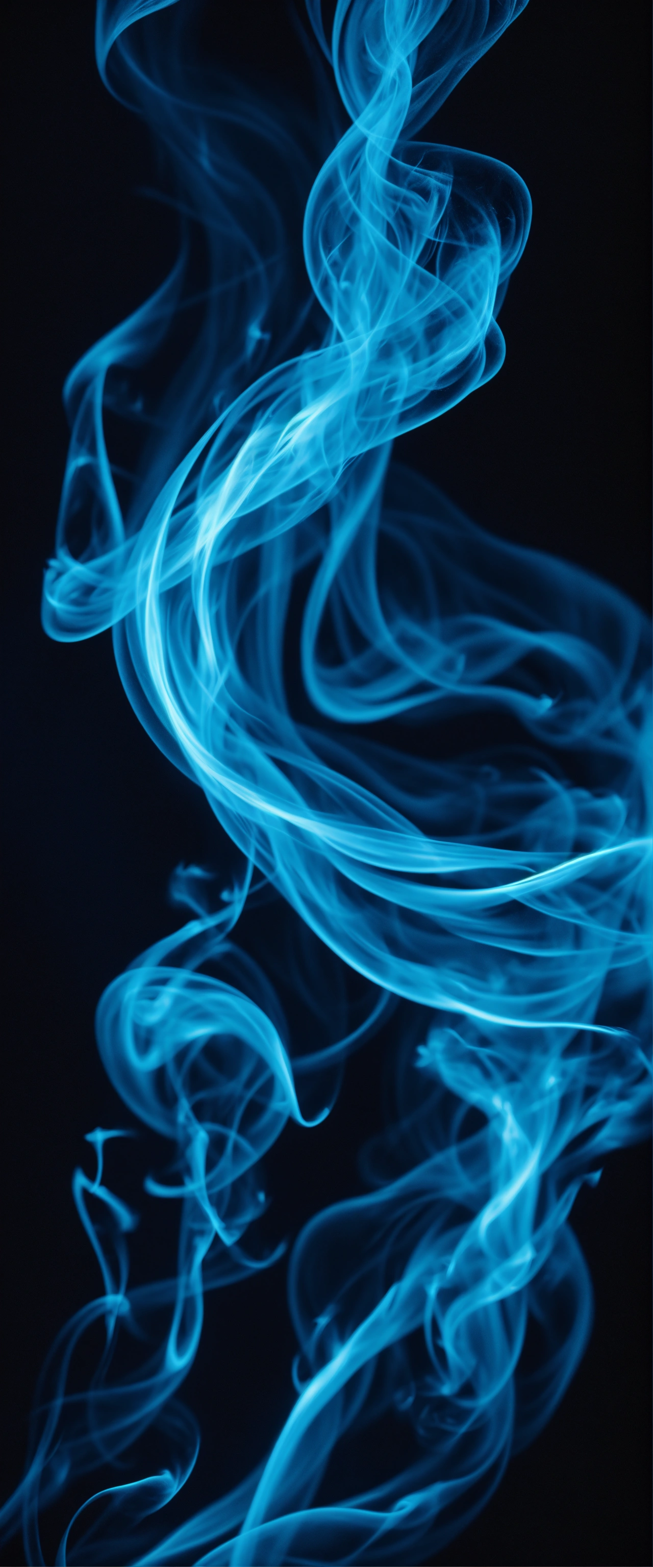 Lexica - Blue fire and smoke over black background, twisting up into black