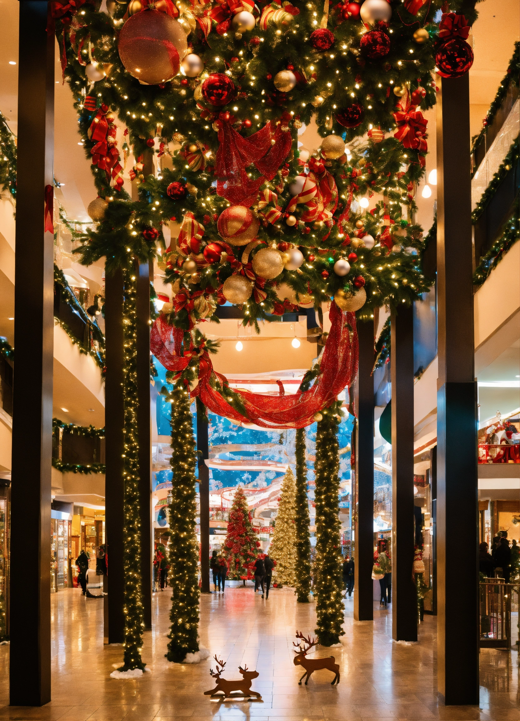 Lexica - A giant christmas mall decor, with a raindeer theme