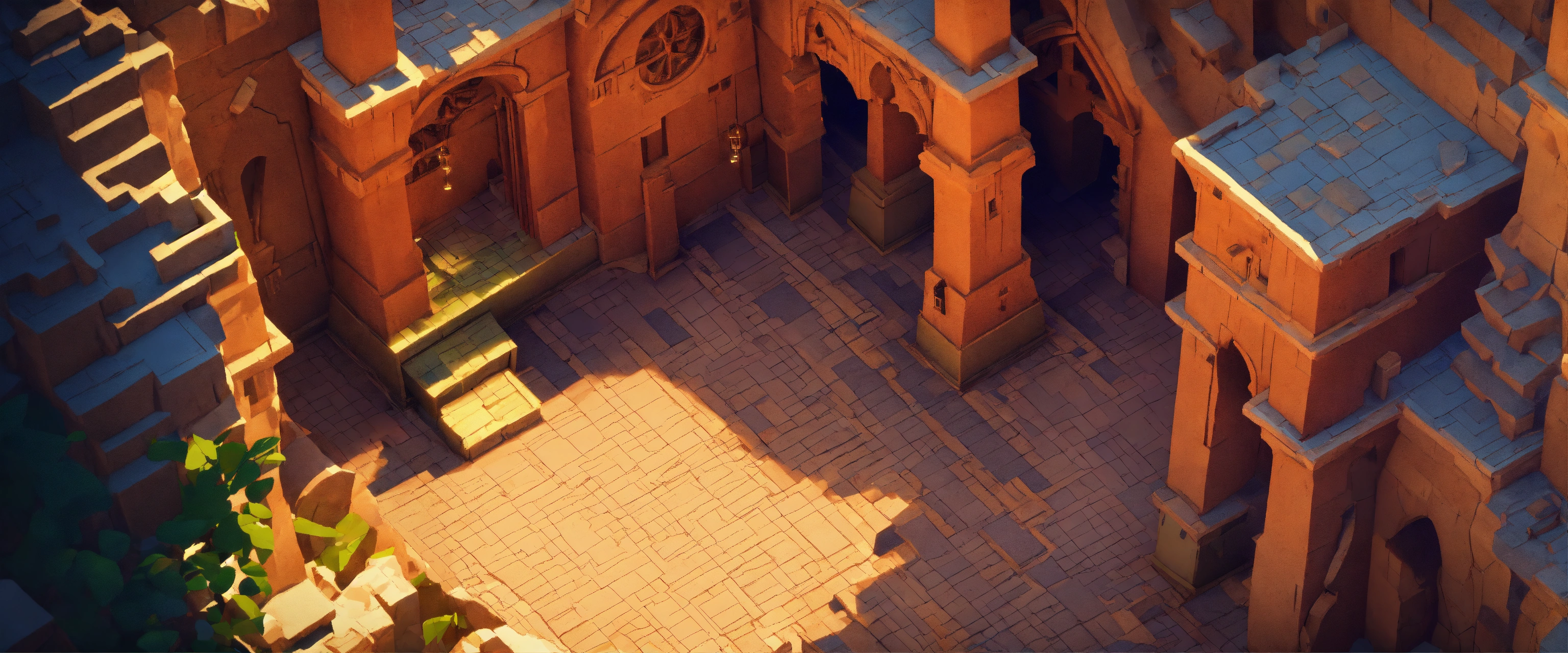 Lexica - A top-down isometric view, 3d low poly , inspired by monument ...