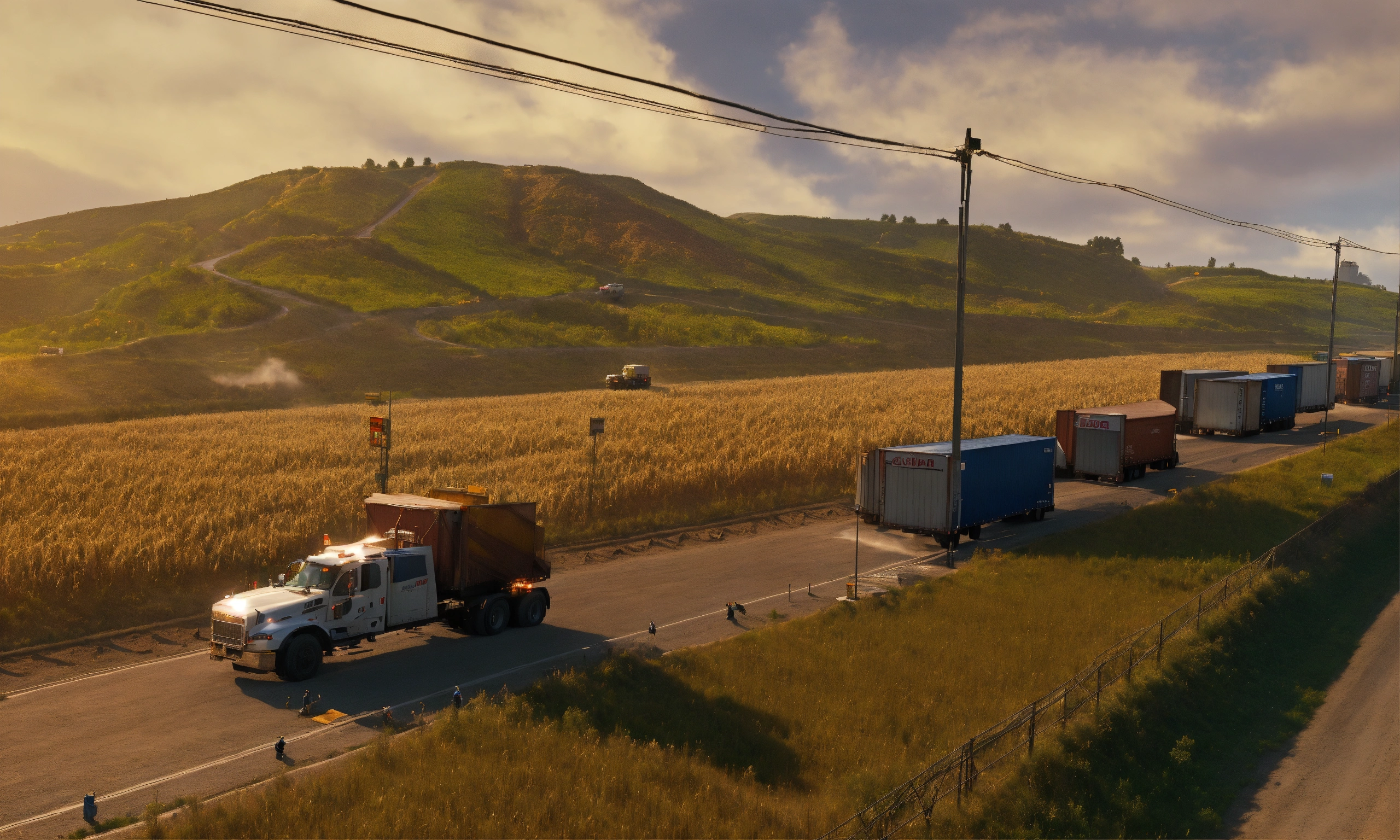 Lexica - Imagine a scene with a country border checkpoint on the left ...