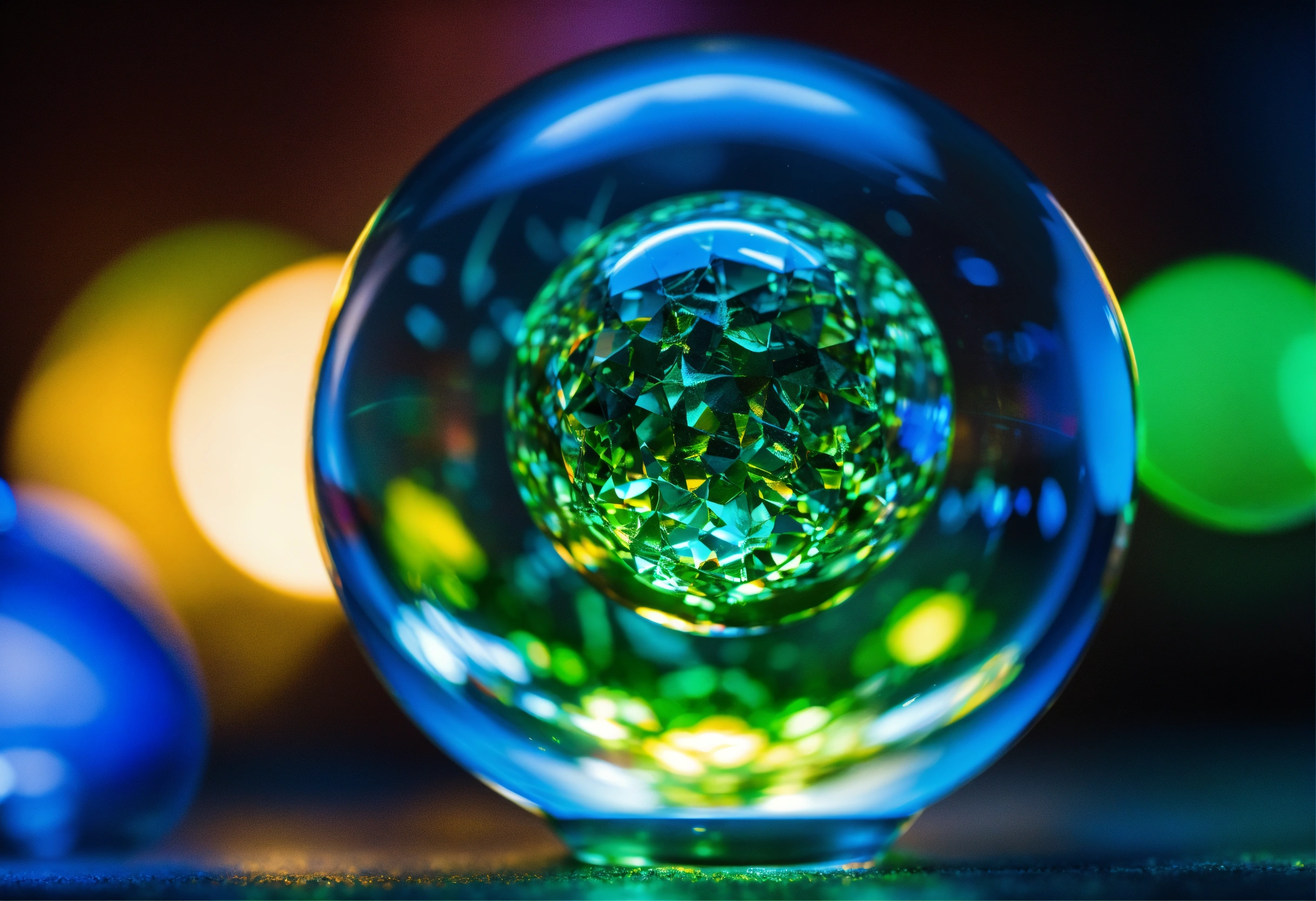Lexica - A macro shot of an abstract crystal ball with light ...