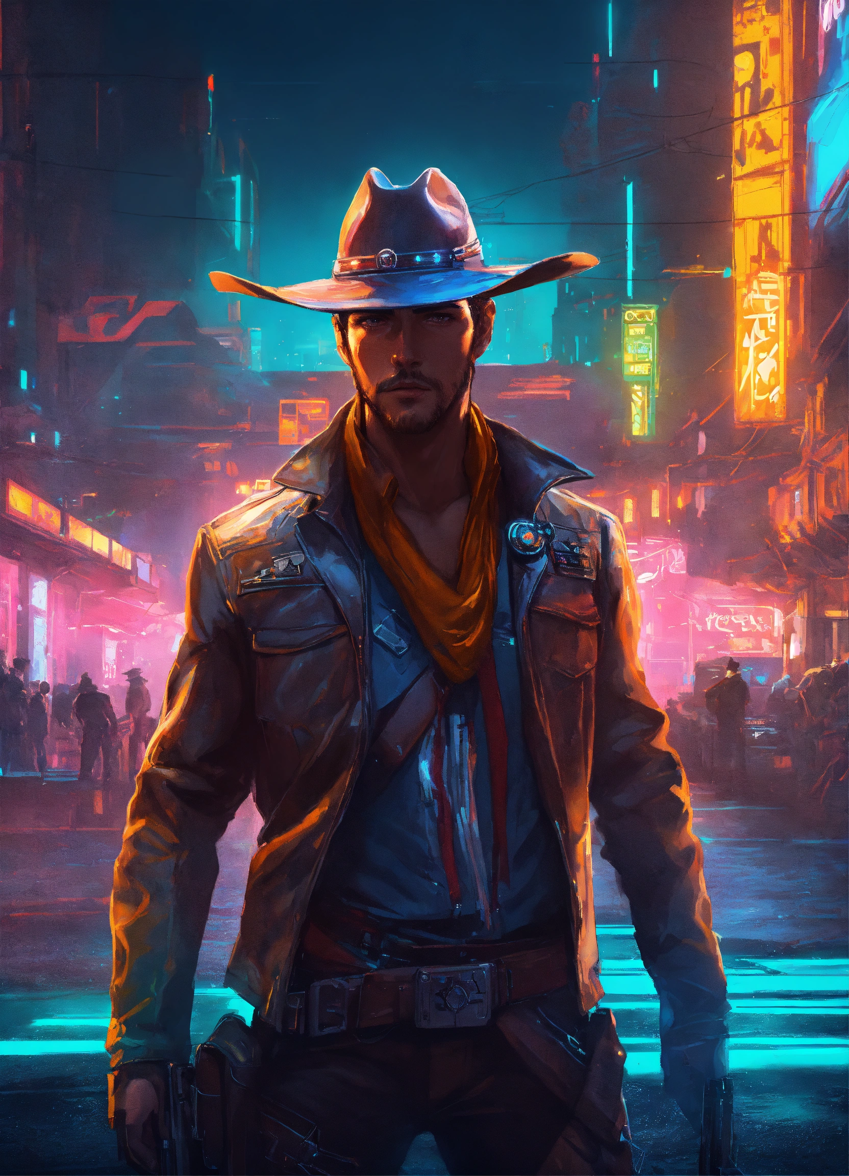 Lexica - Sci-fi cowboy, , the scene is set in a futuristic cyberpunk ...