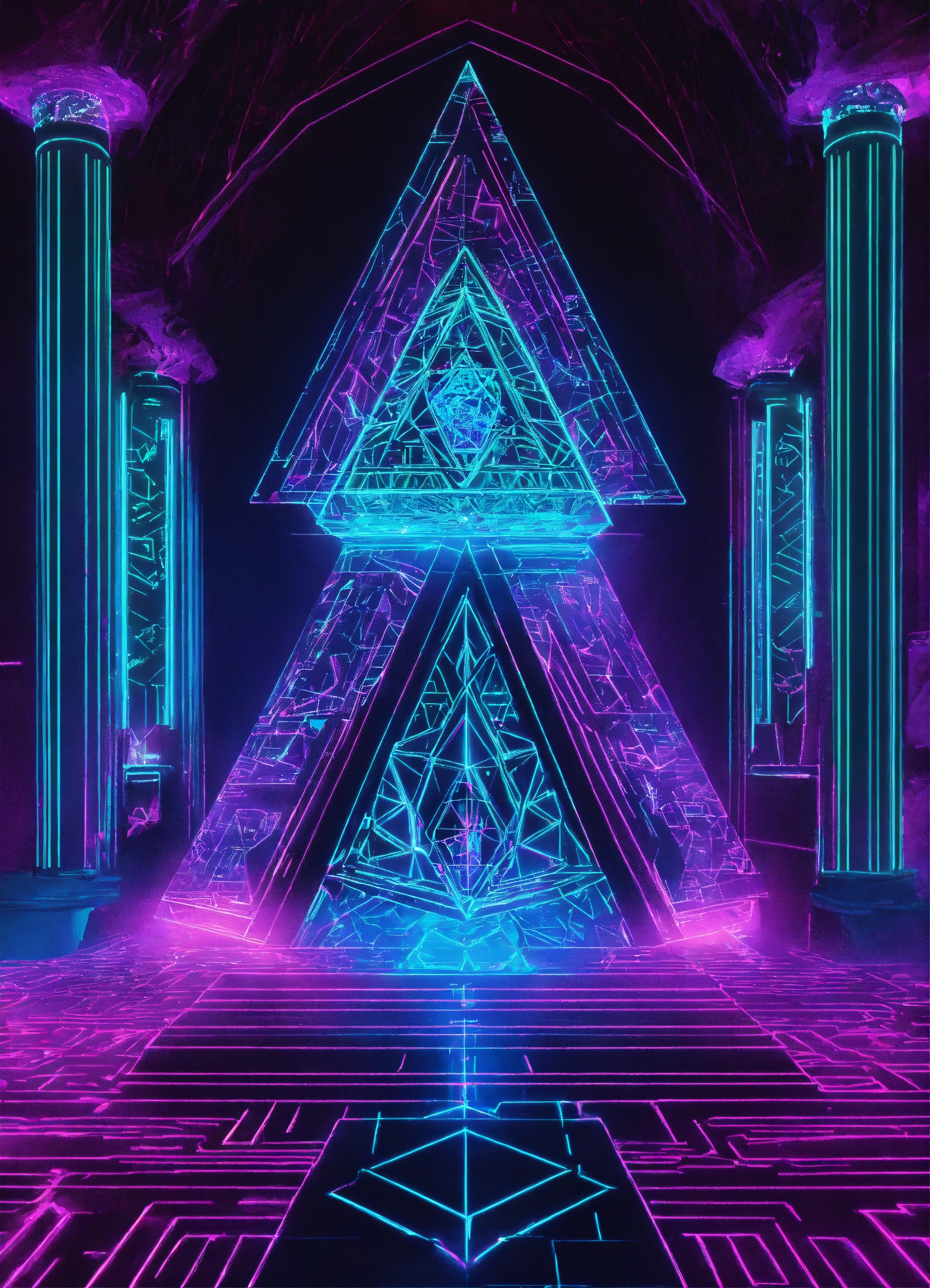 Lexica - Cyber Pagan of diamond and shimmer black neon light Trance ...