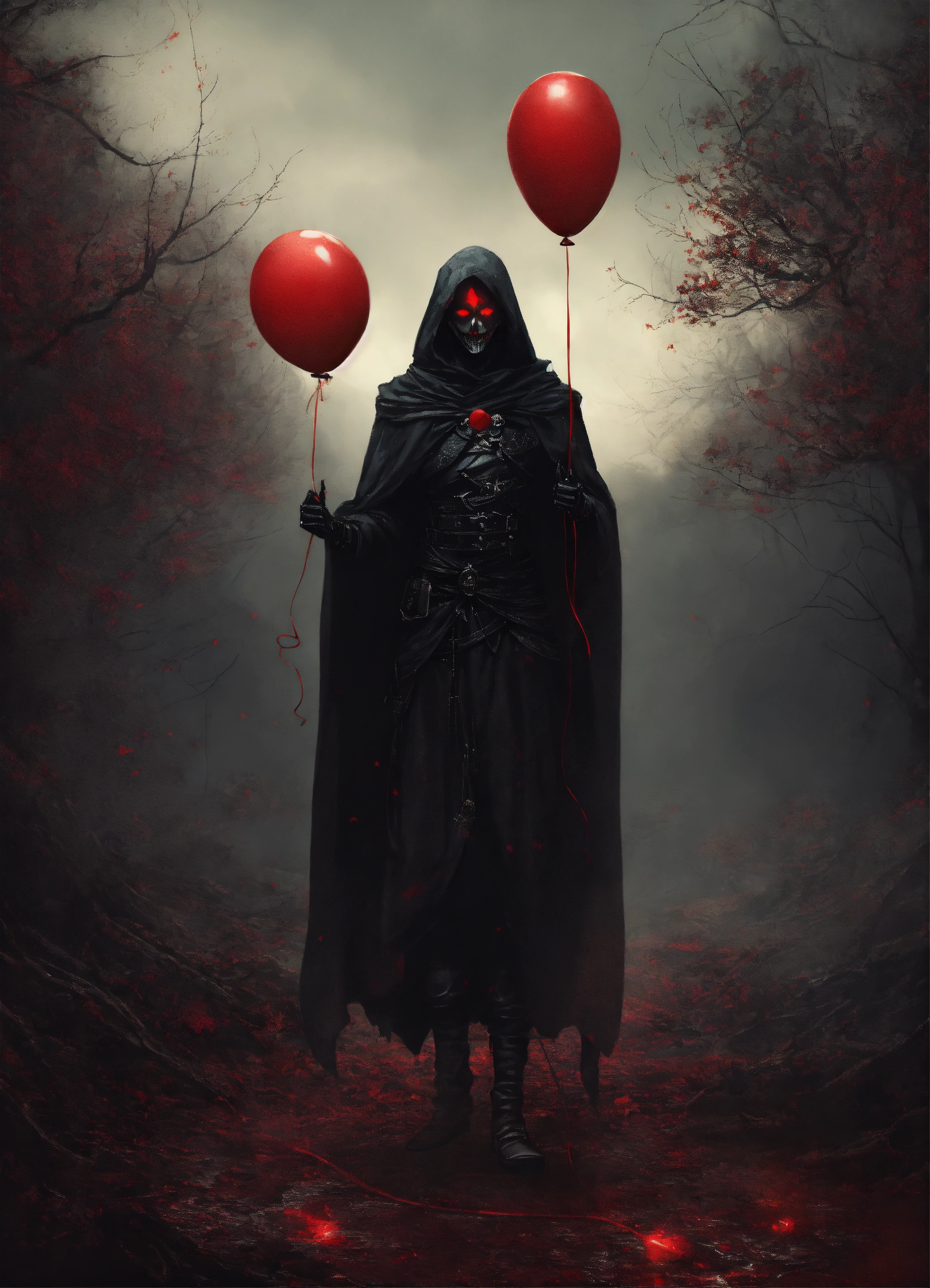 Lexica - Dark aesthetic, A creepy dark humanoid figure, holding a red ...