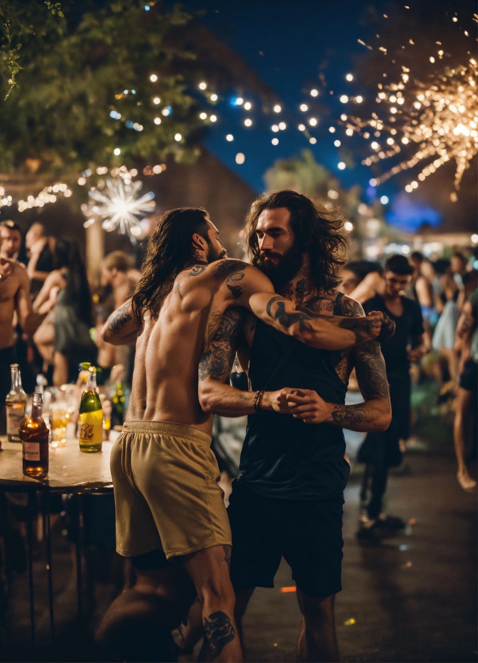 Lexica - Two male long distance runners are dancing and drinking, both ...