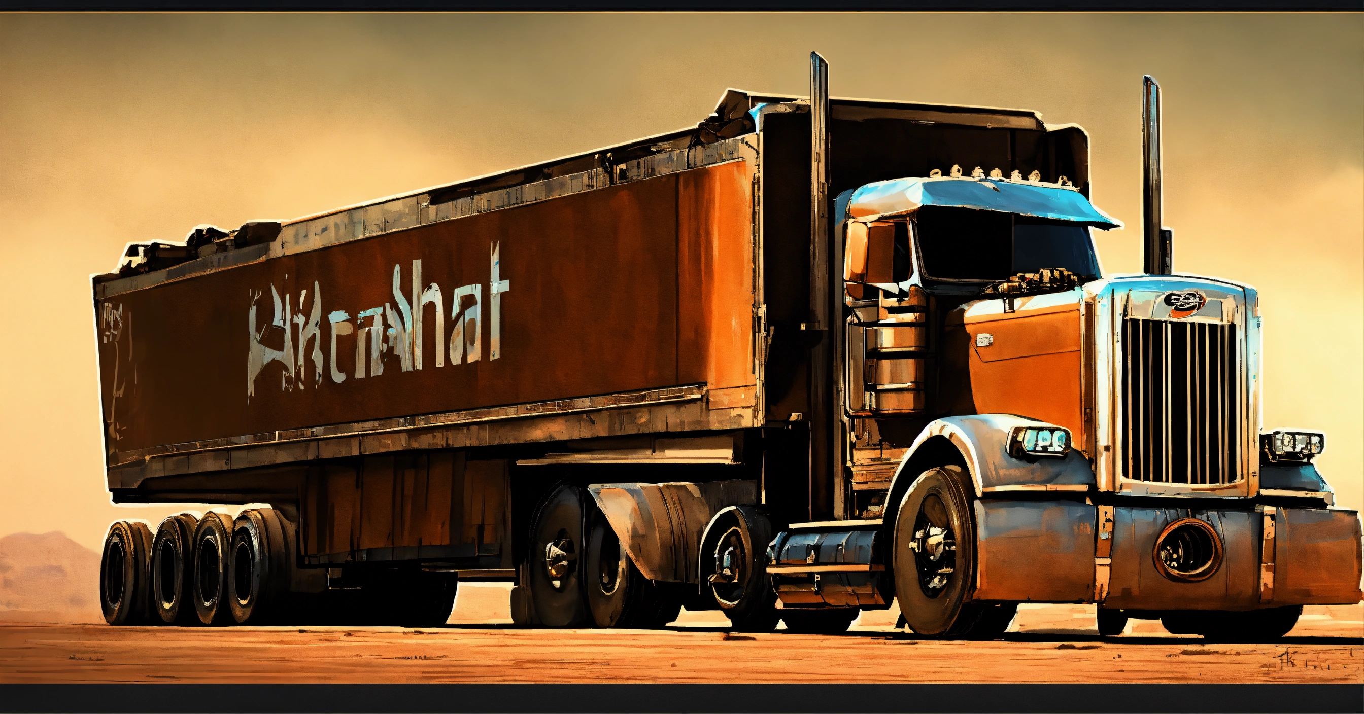 Lexica - Semi truck cyberpunk post-apocalyptic Peterbilt with a ...