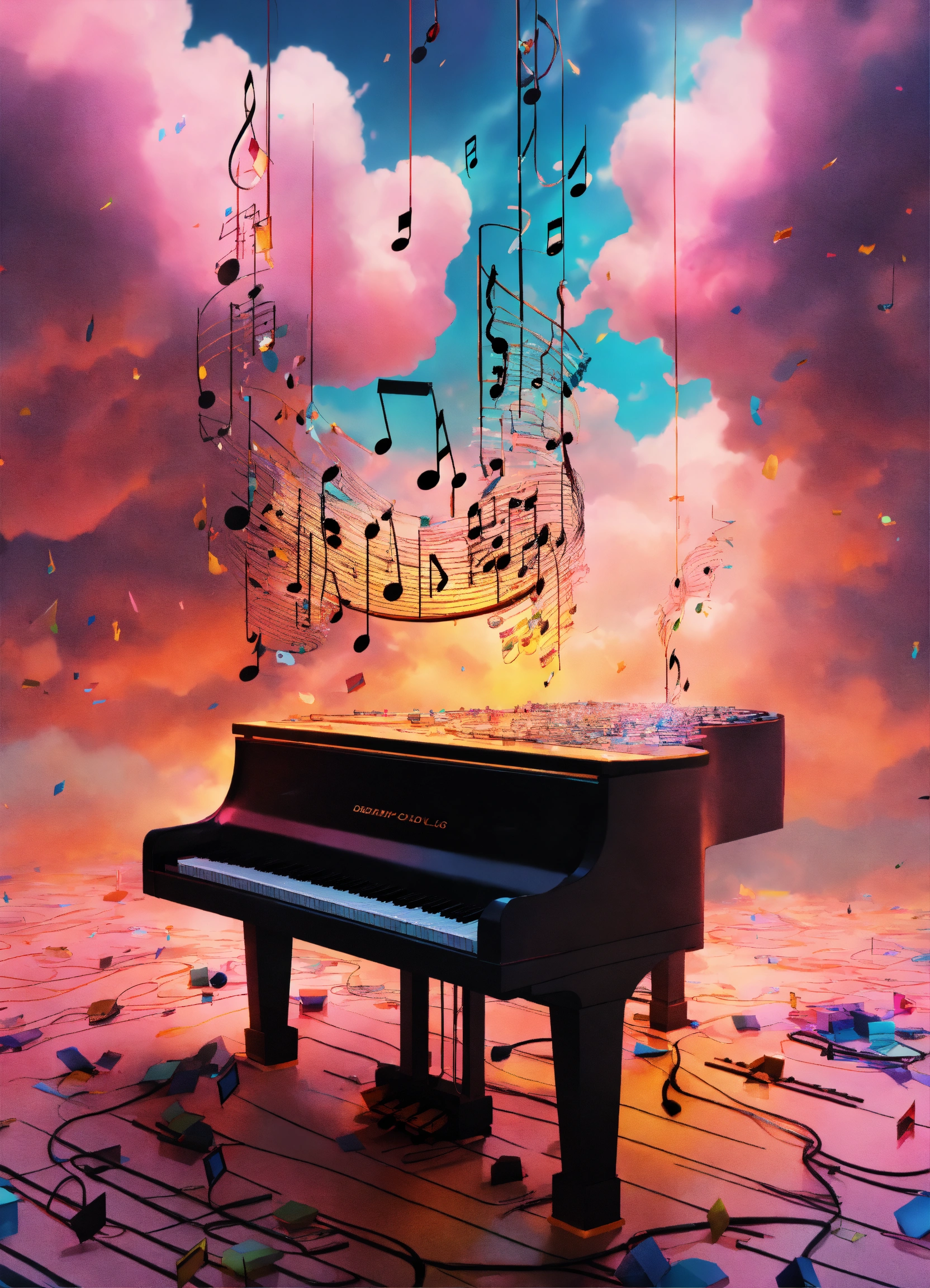 Lexica - A microphone fused into a floating piano surrounded by ...