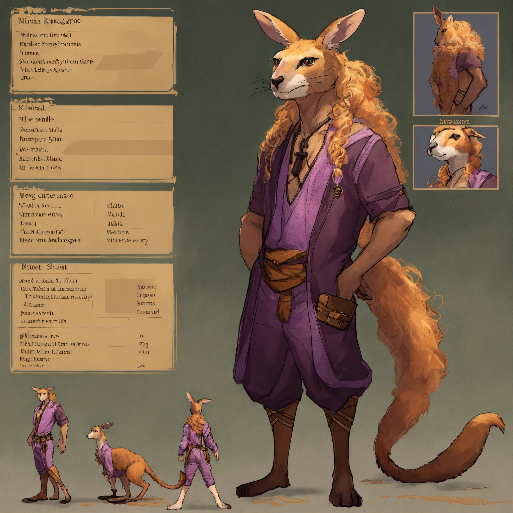 Lexica - Male kangaroo-human hybrid character with long, curly ...
