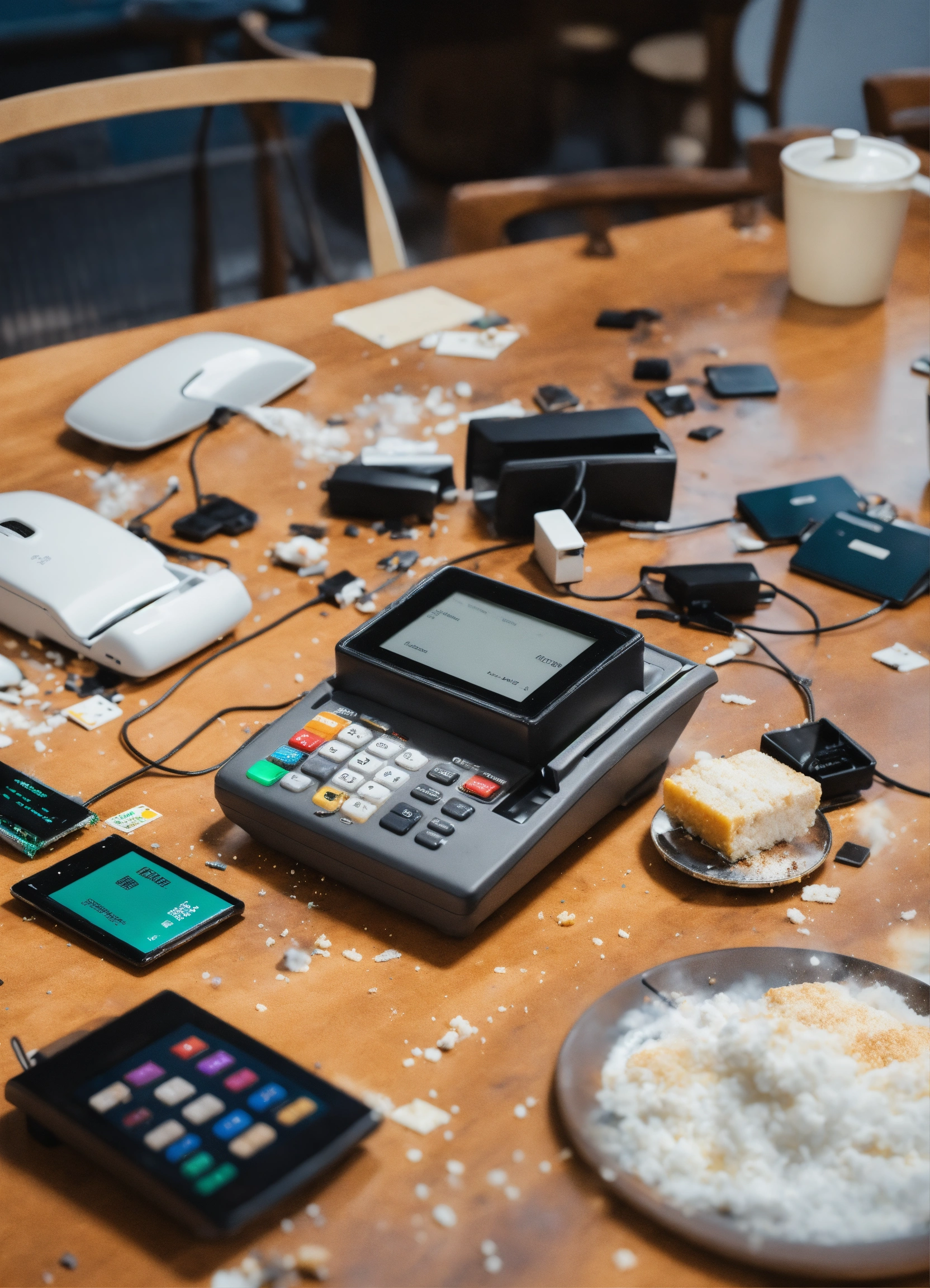 Lexica - A payment pos device exploded and the rest of it is on the table