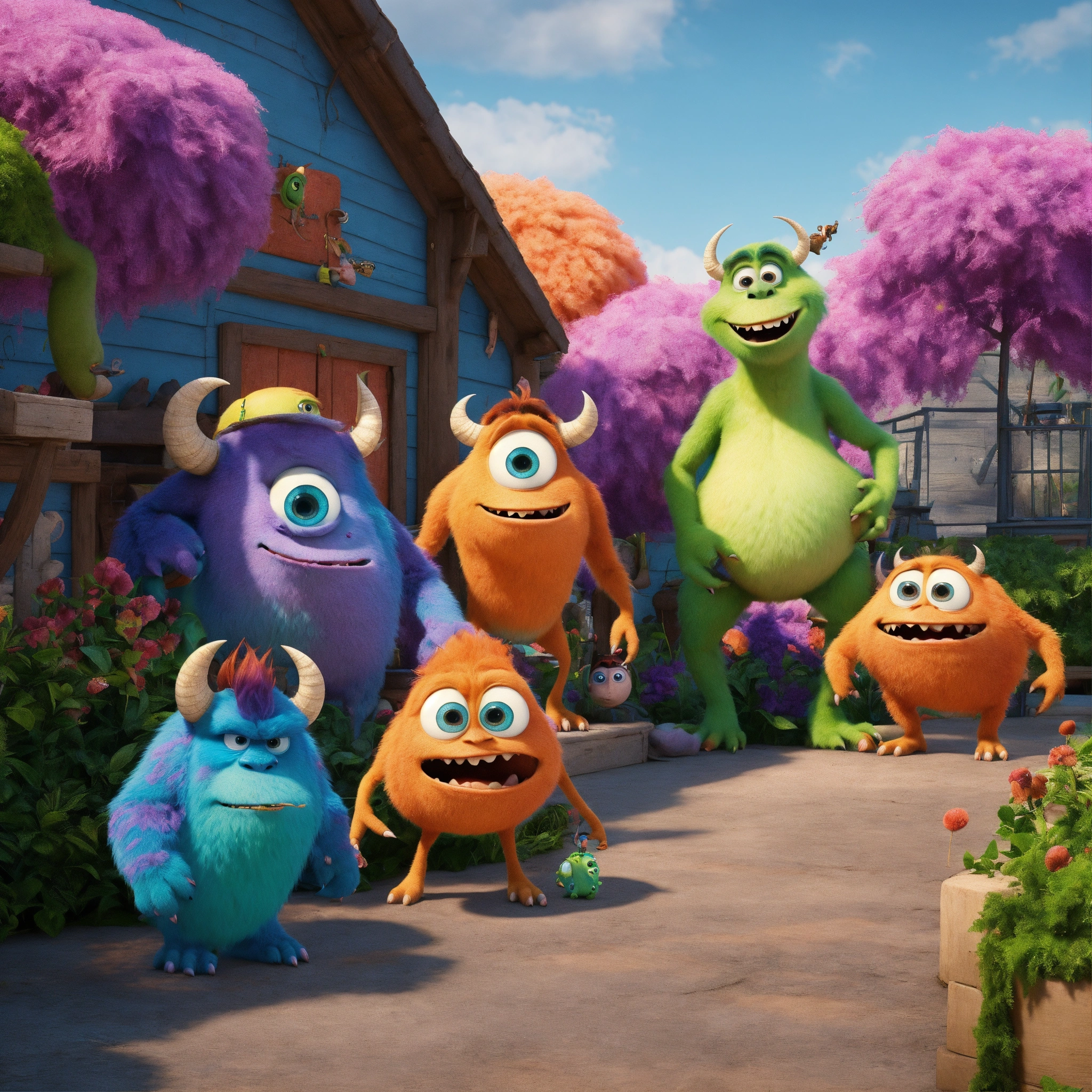 Lexica - Create 3D-rendered group of monsters, big and small, that are ...