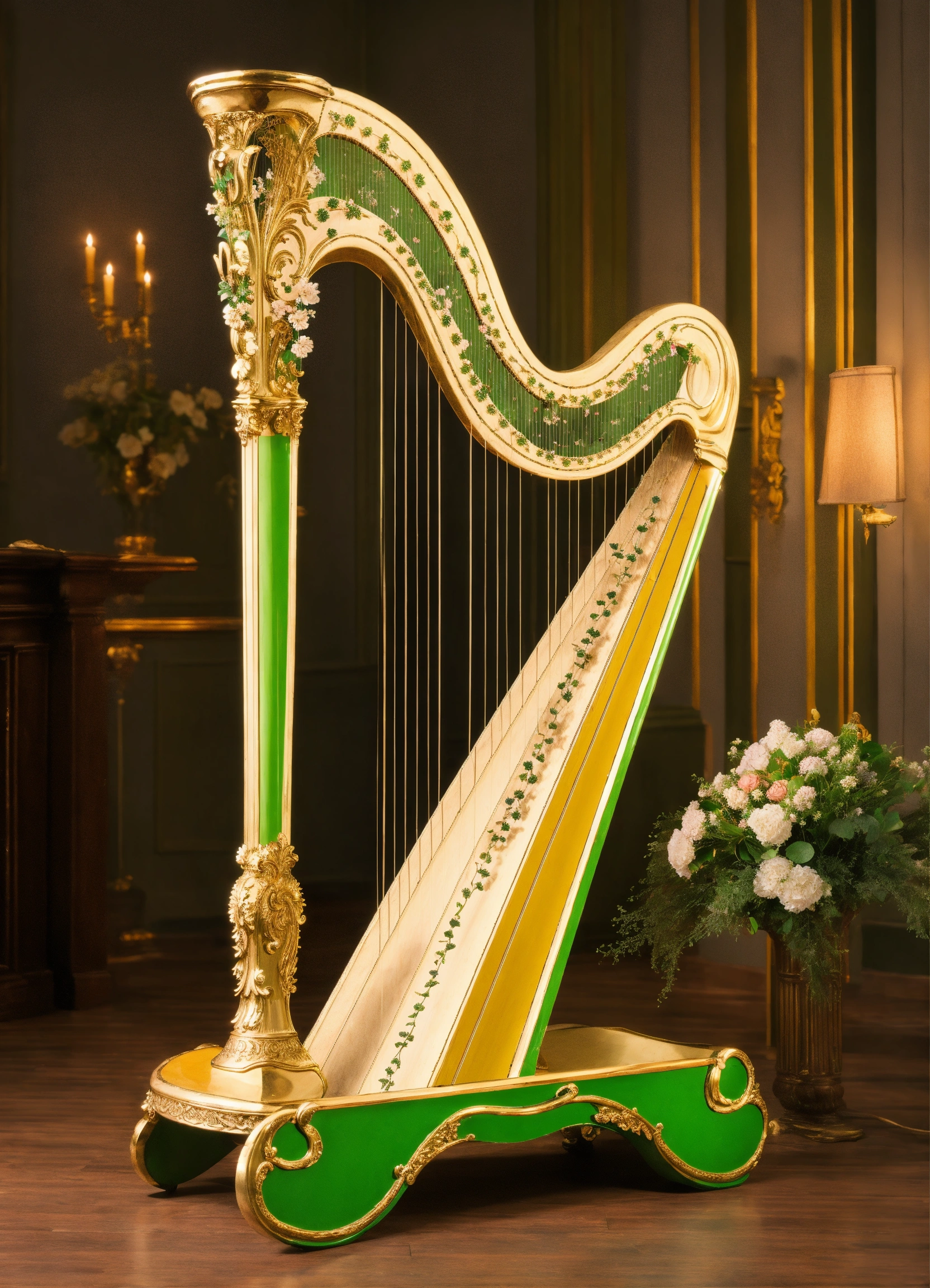 Lexica - An antique harp decorated all around with three-dimensional ...