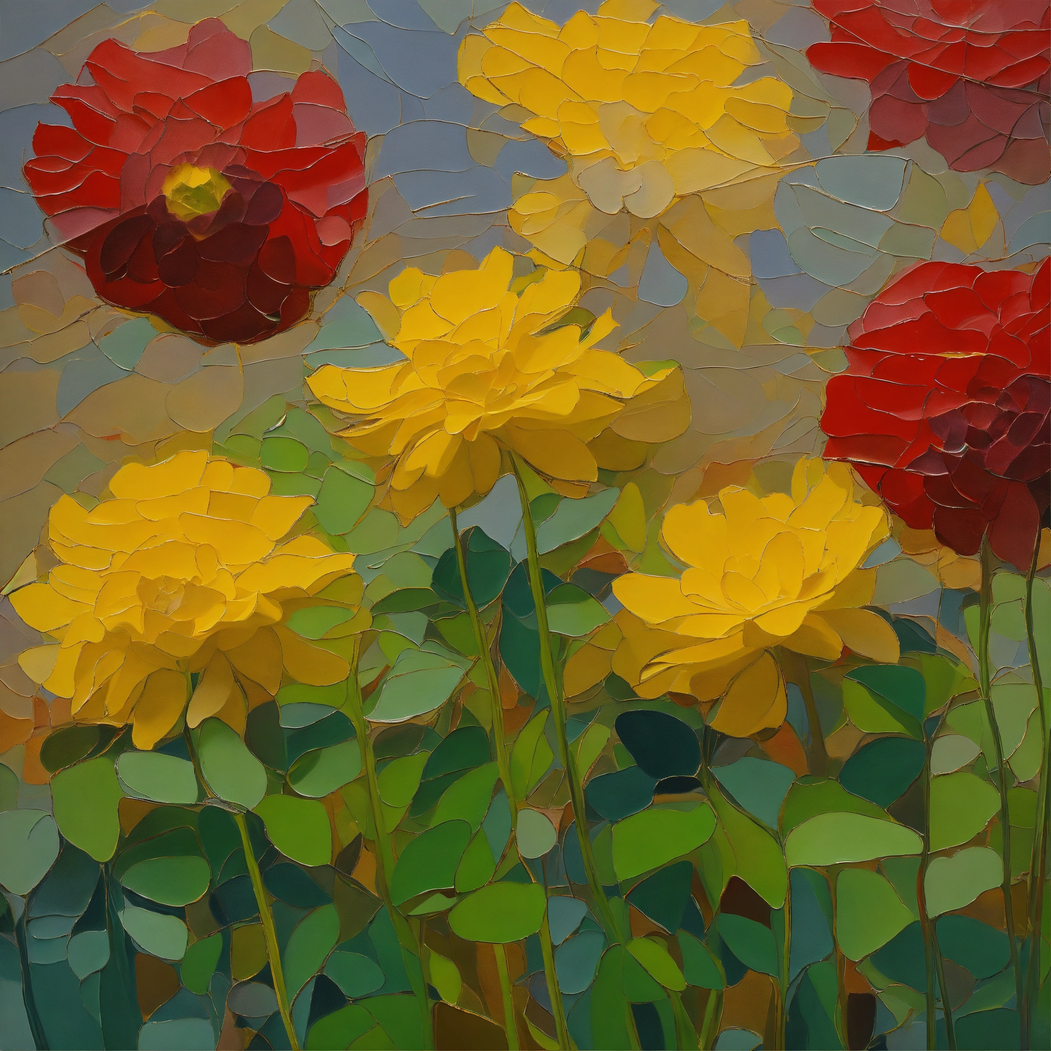 Lexica - Flowers, oil painting, transparent, in style, generative art ...