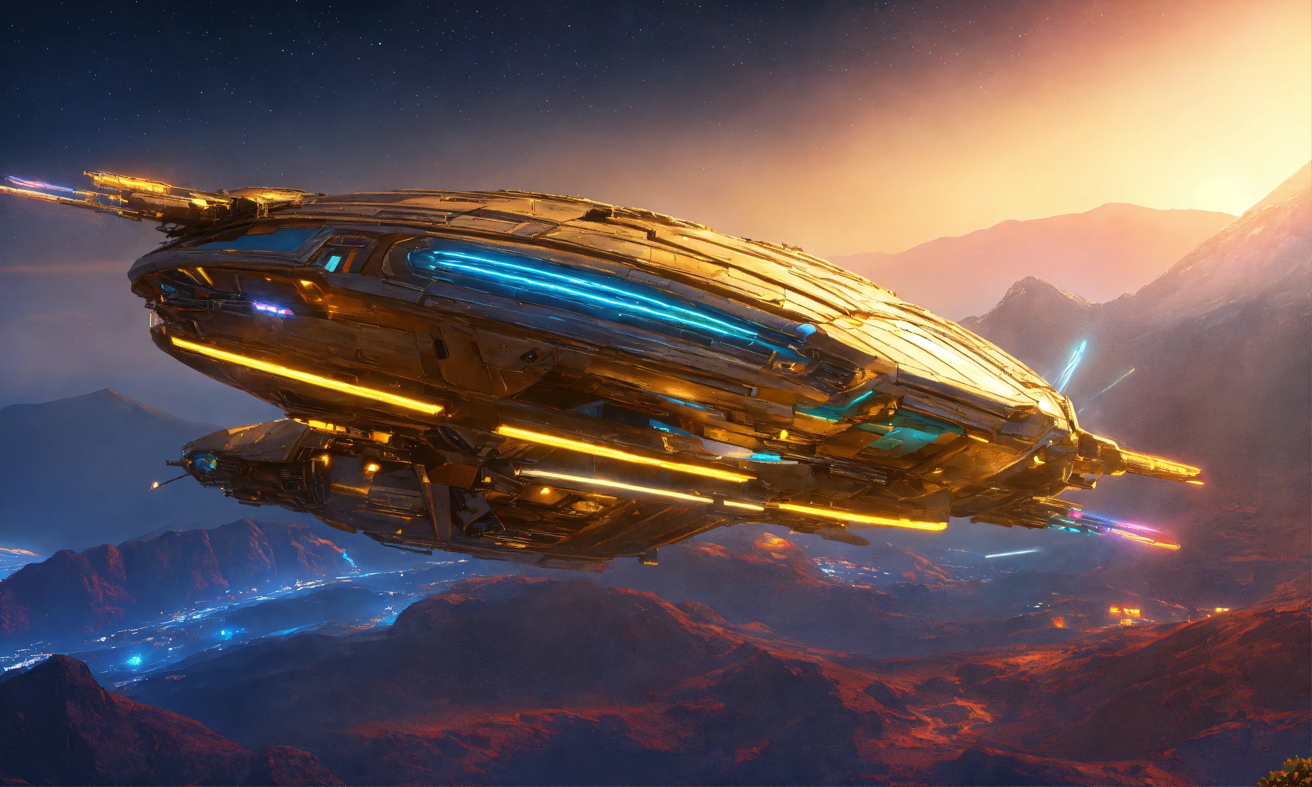 Lexica - Futuristic spaceship,alien design,flying in starry space ...