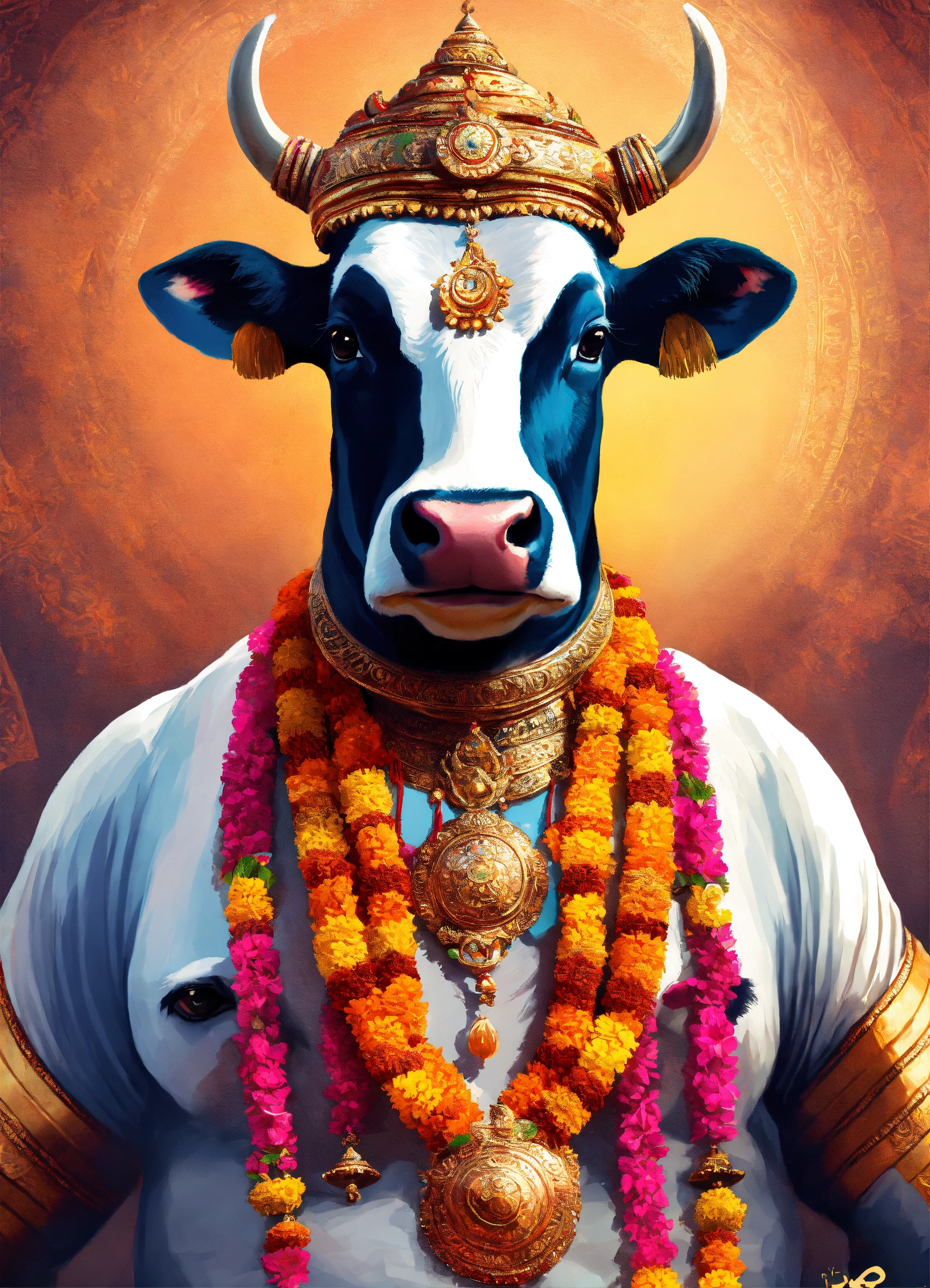 Lexica - Hindu cow worship, digital art, beuatiful