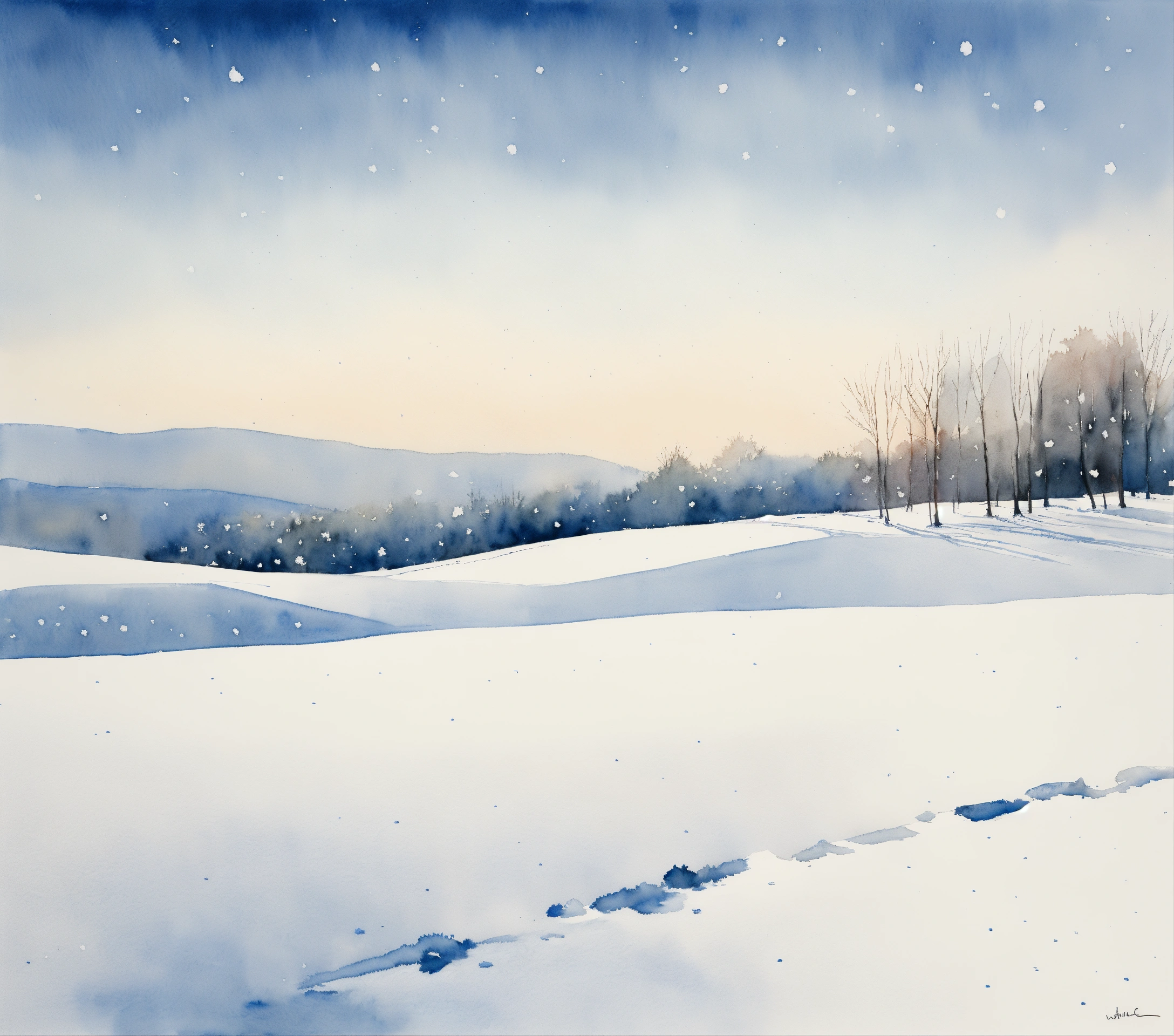 Lexica - Very minimal landscape of clean white snow on the ground, with ...