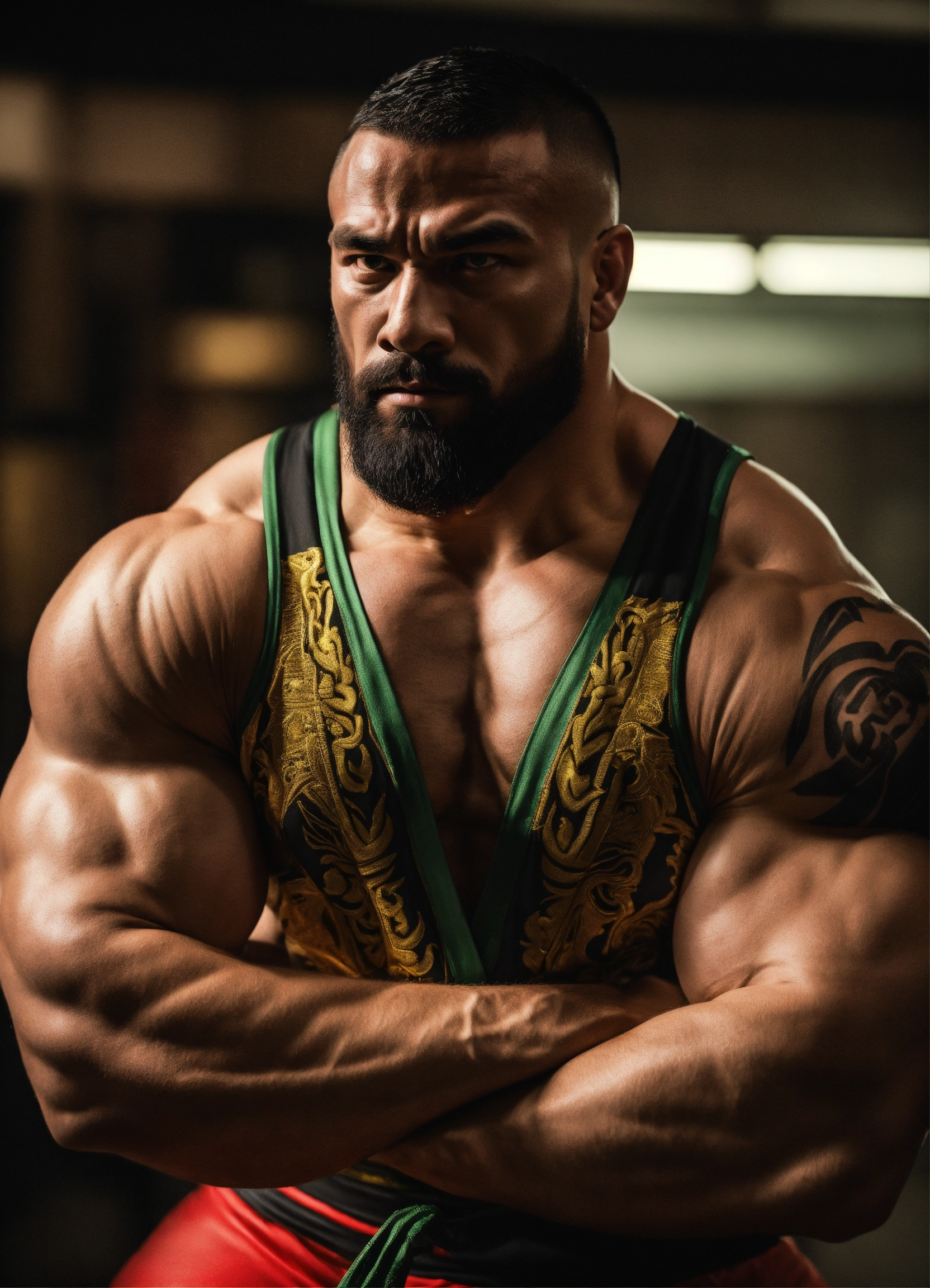 Lexica - 30-year-old wrestler with big muscles in a dojo, bodybuilder ...