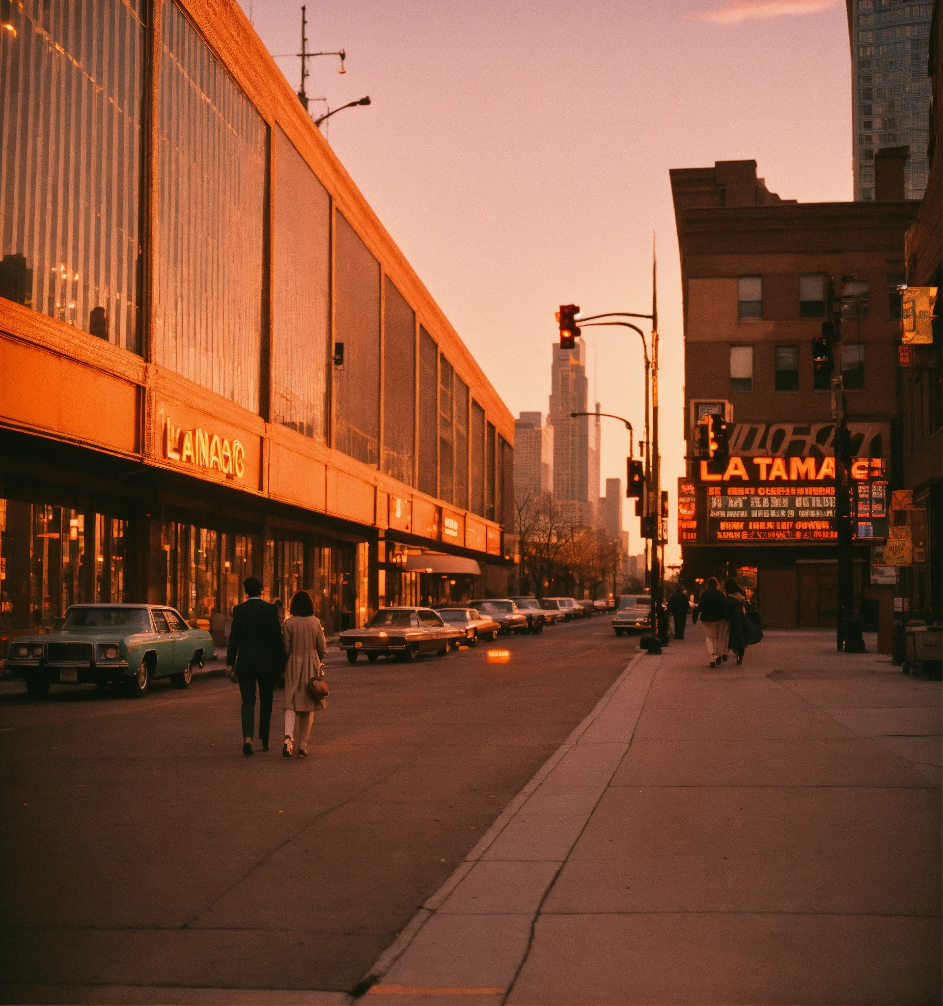 Lexica - A sunset in the background with orange and brown pantones in ...
