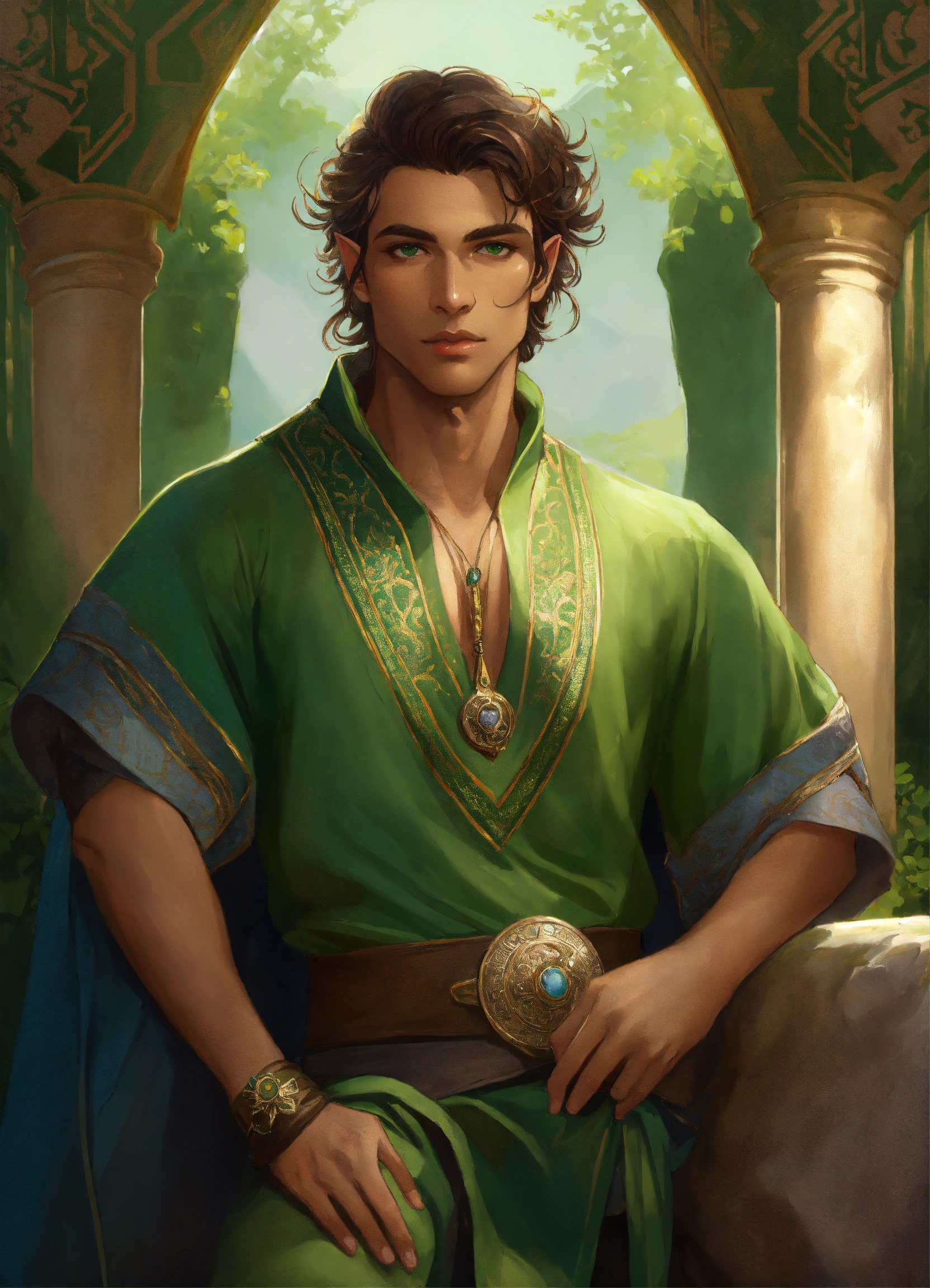 Lexica - Full body portrait of handsome persian elf male scout, high ...