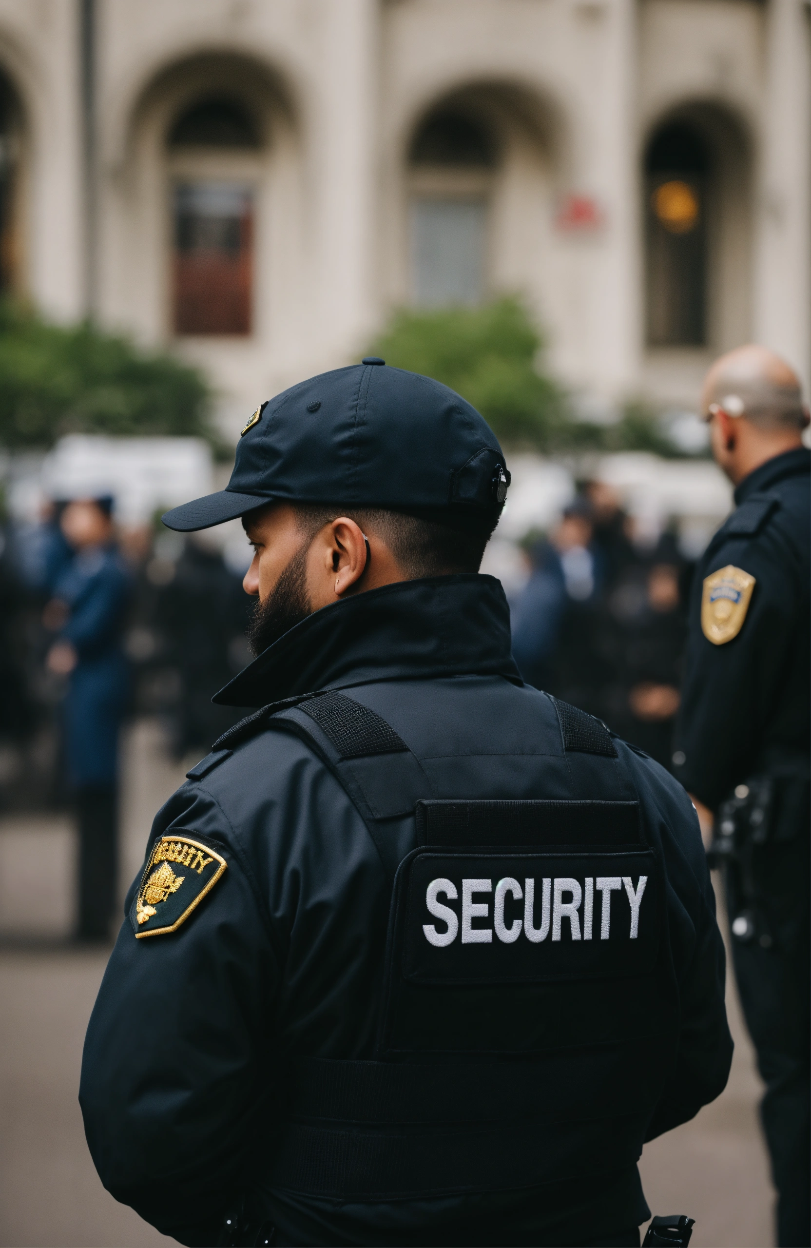 Lexica - A lone security officer wearing security cap