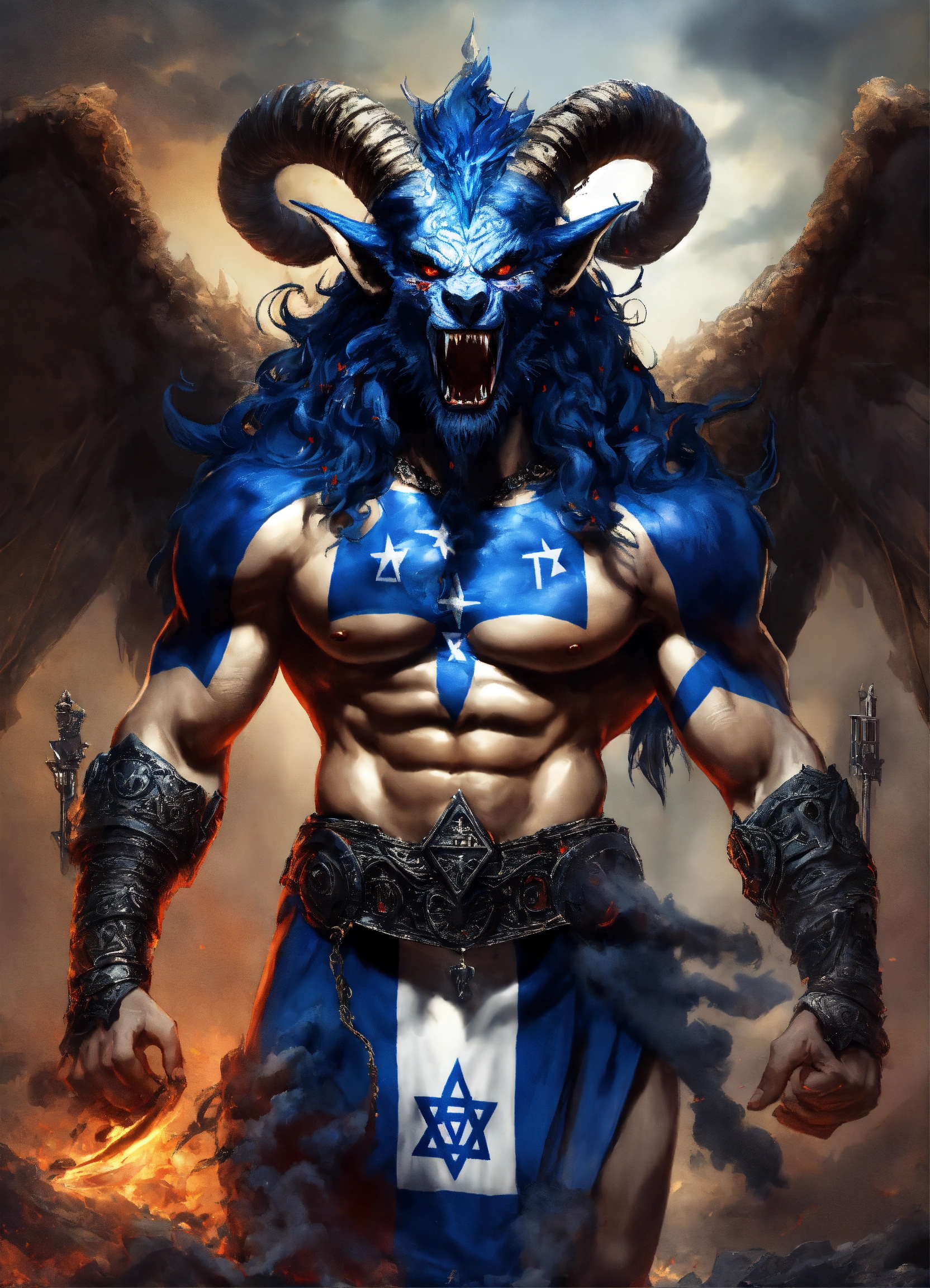 Lexica - Evil demonic Israel demon with an Israeli flag beast with an ...