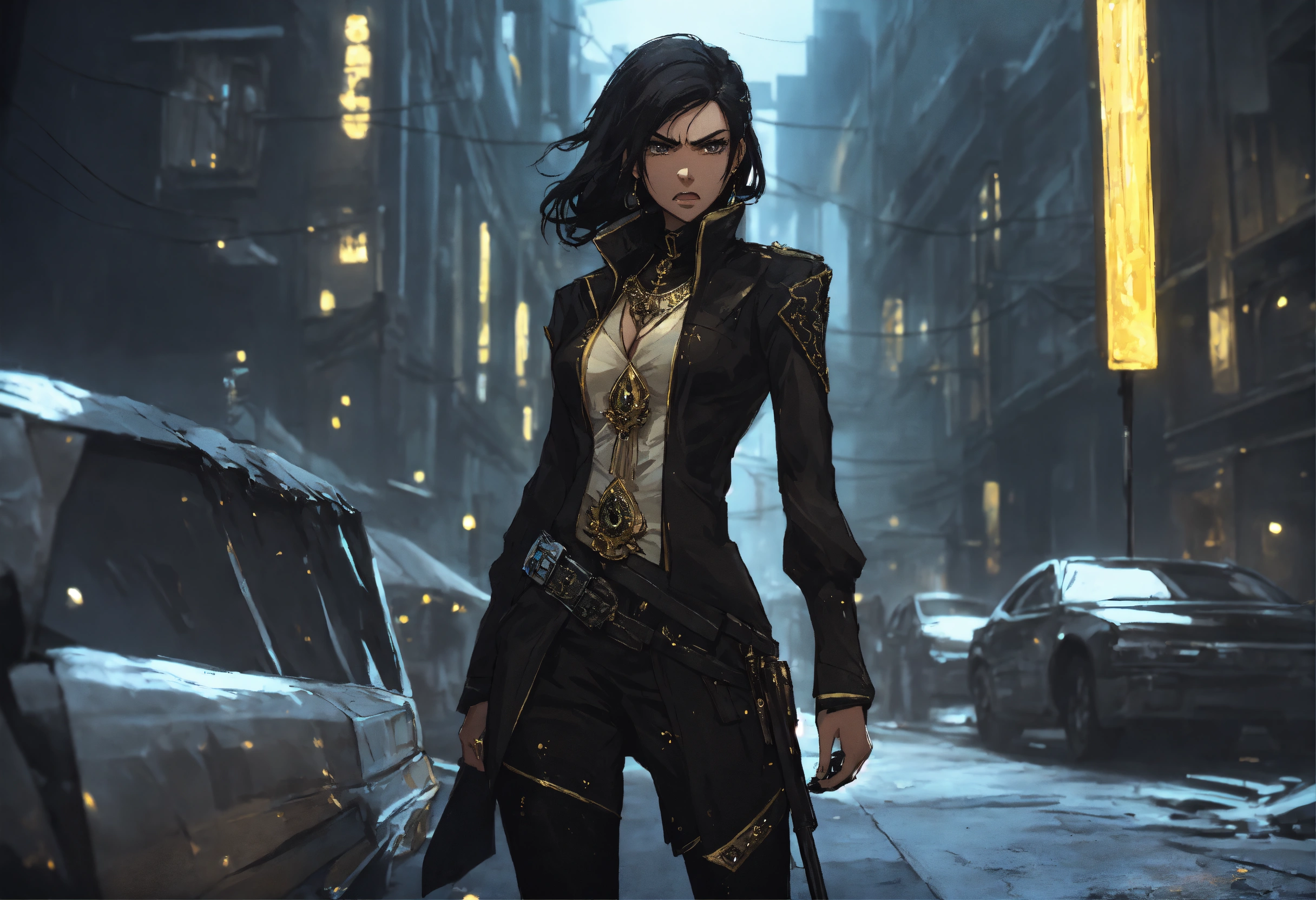 Lexica - Angry beautiful middle eastern assassin wearing a black and ...