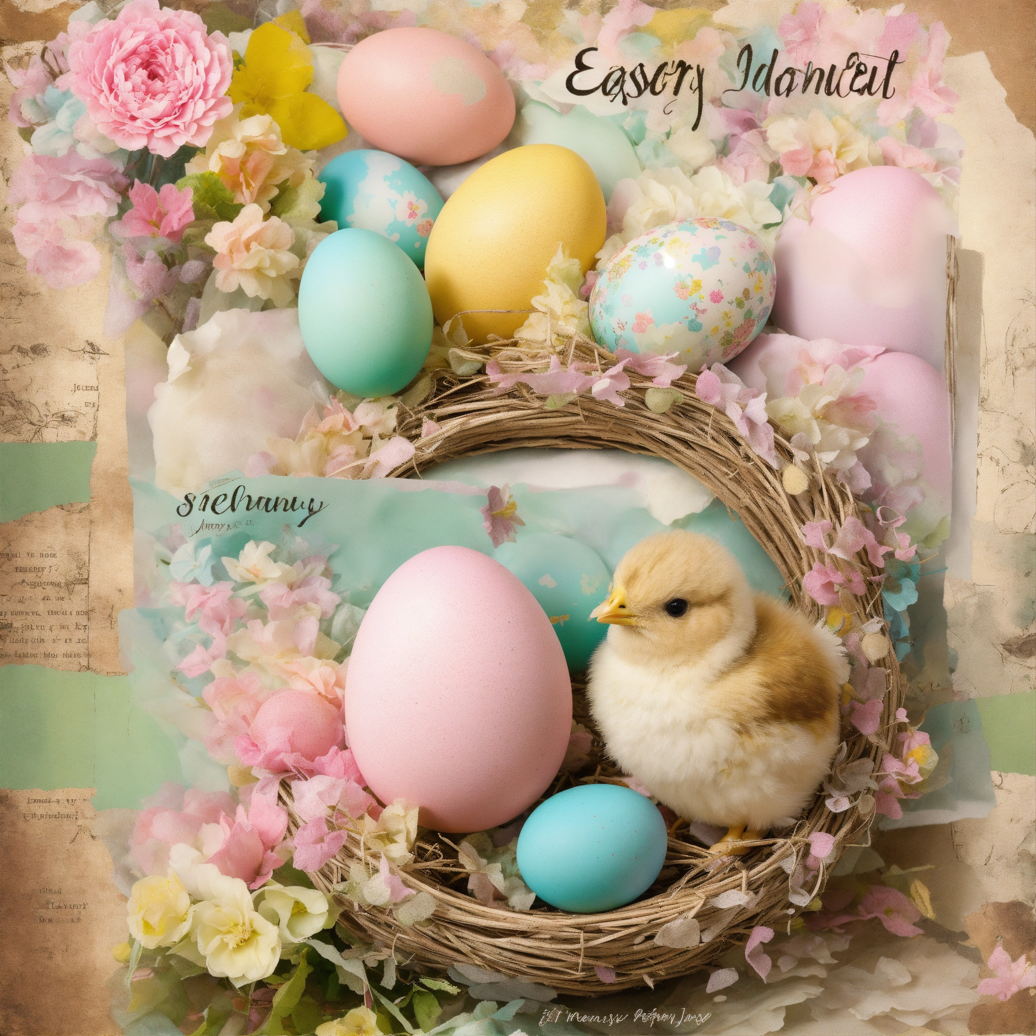 Lexica - Shabby chic dreamy mist pastel junk journals Easter eggs chick ...