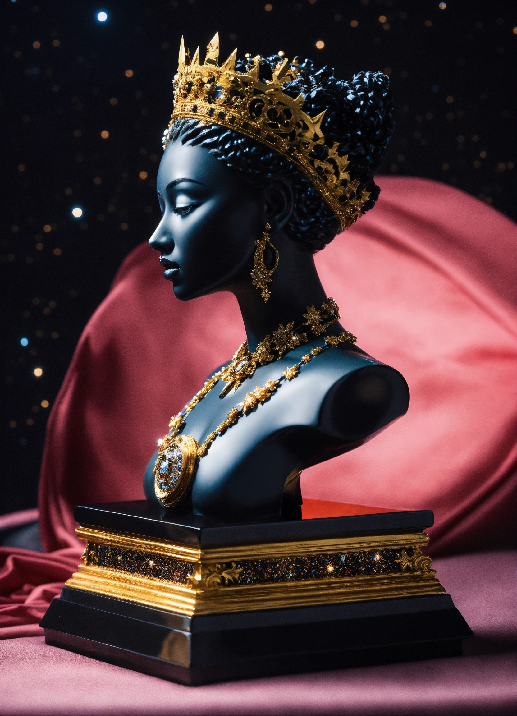 Lexica - Minimalism. Black Solar Queen with long oversized blue flowing ...