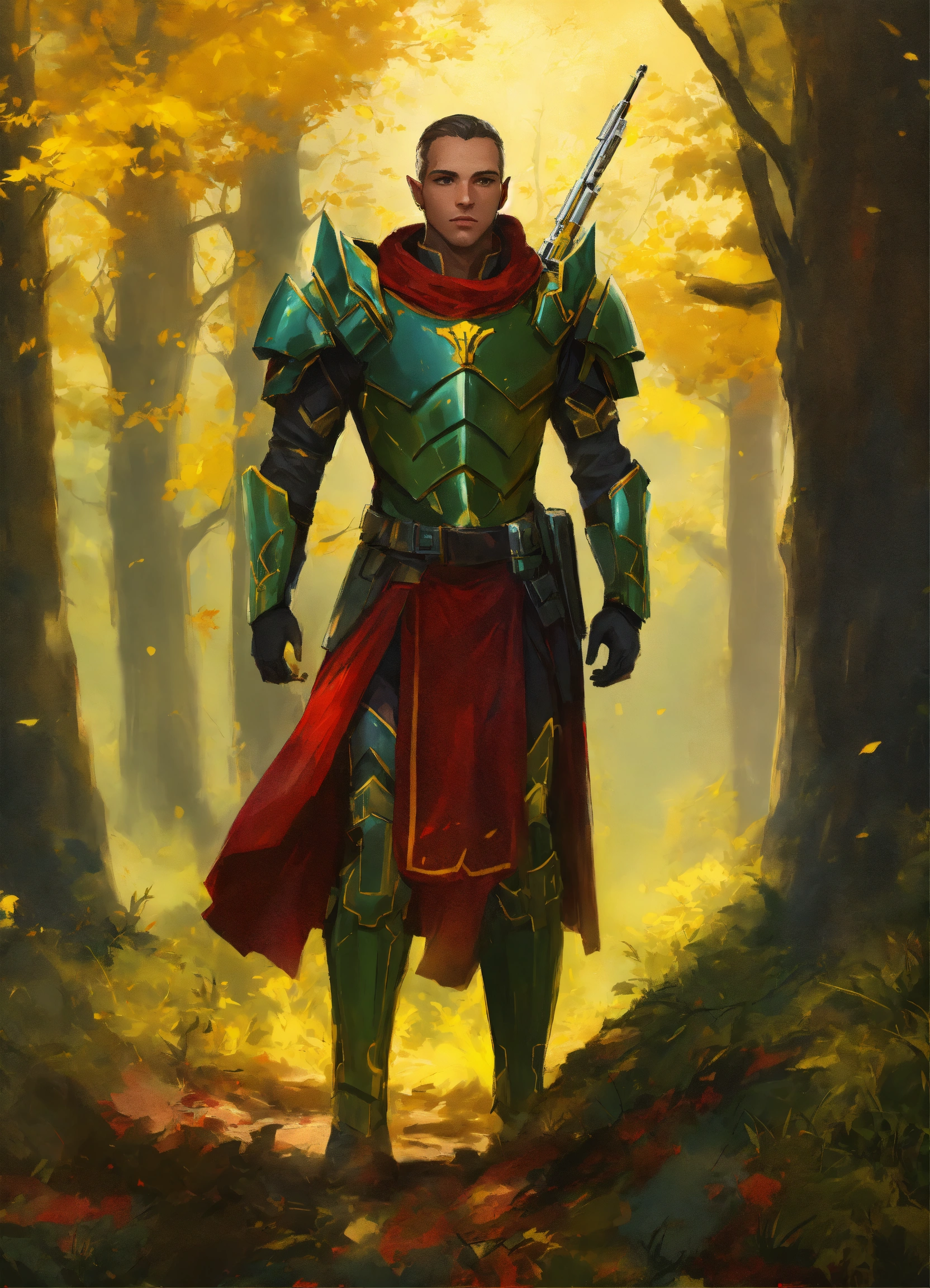 Lexica - Drawing of a high elf sci fi soldier wearing sleek sci fi ...