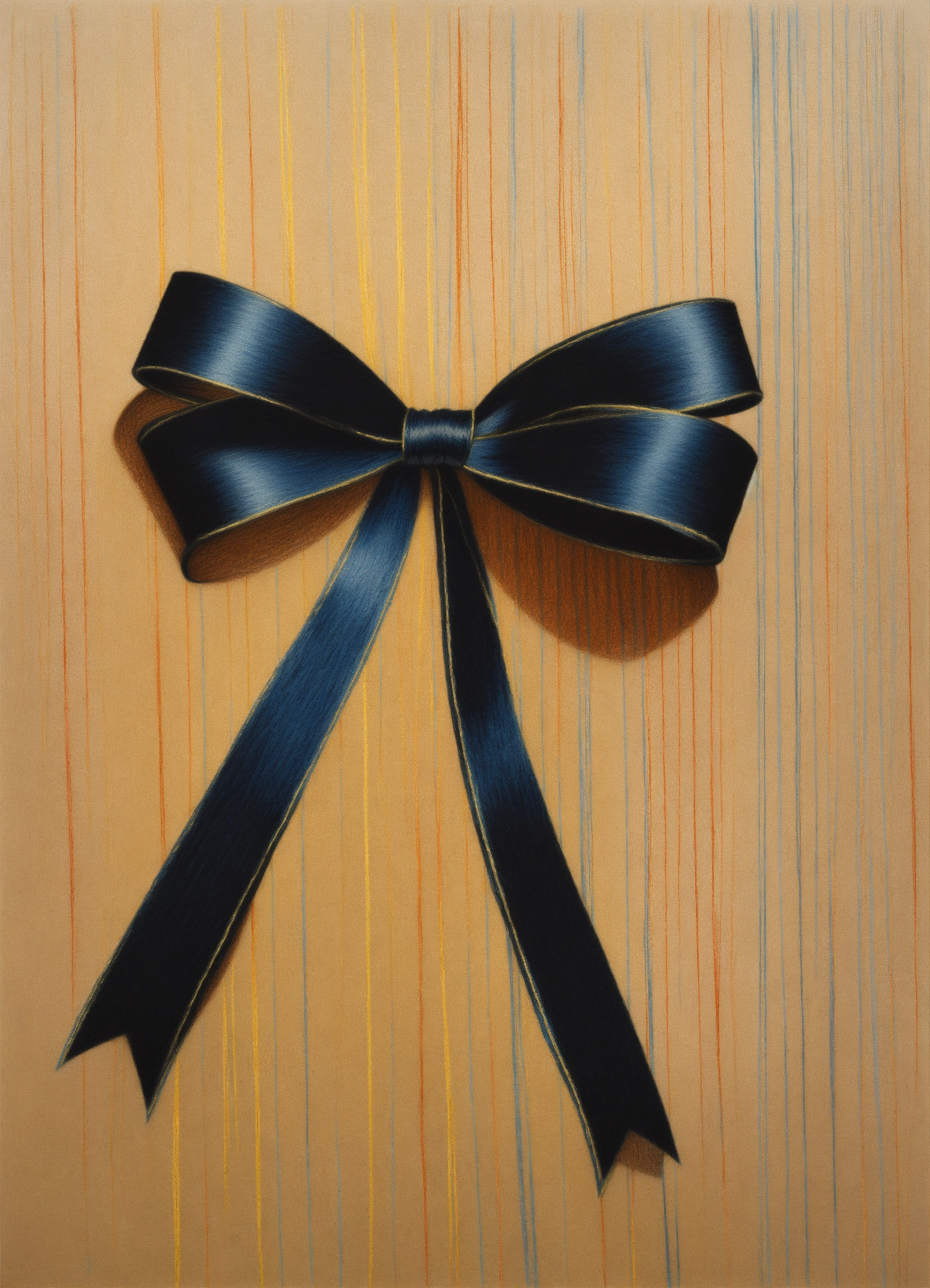 Lexica - A delicate colored pencil drawing of a thin black ribbon bow ...