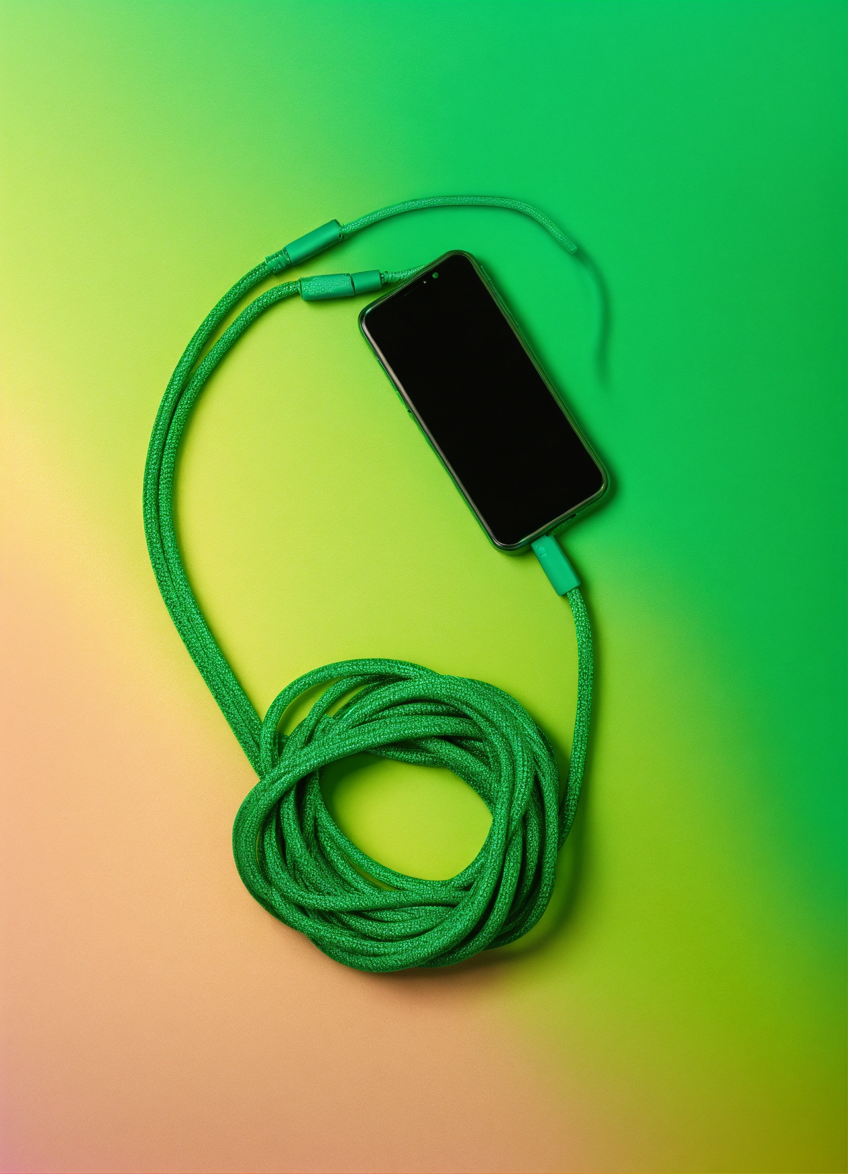 Lexica - Suspended green bungee cords in knot, cords holding phone ...